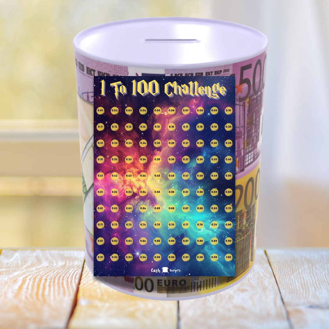 1 to 100 Savings Challenge Tracker Sticker Fun & Motivational Money ...
