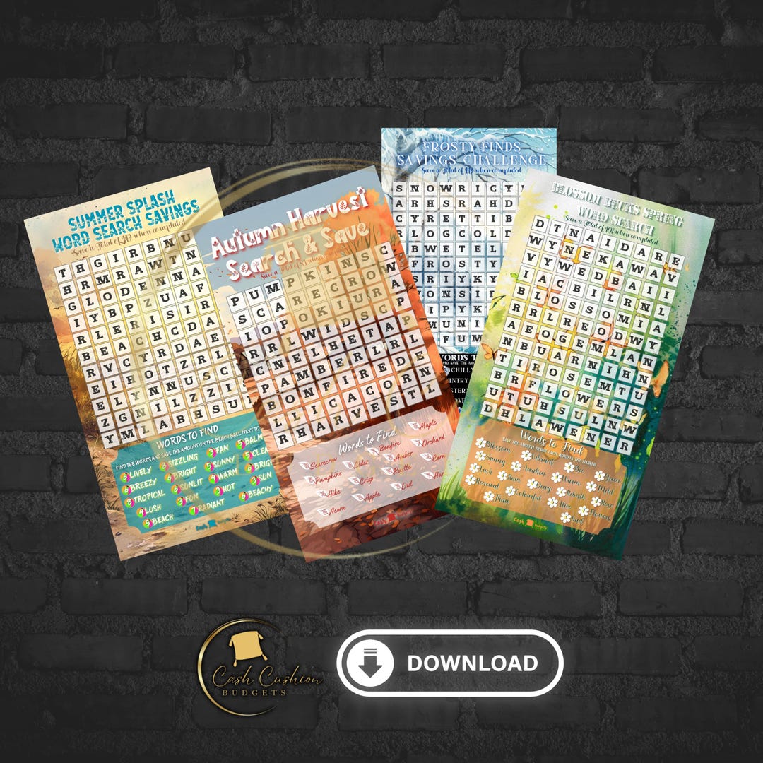Four Seasons Word Search Savings Challenges| Set of 4 | Save 430 | Cash ...