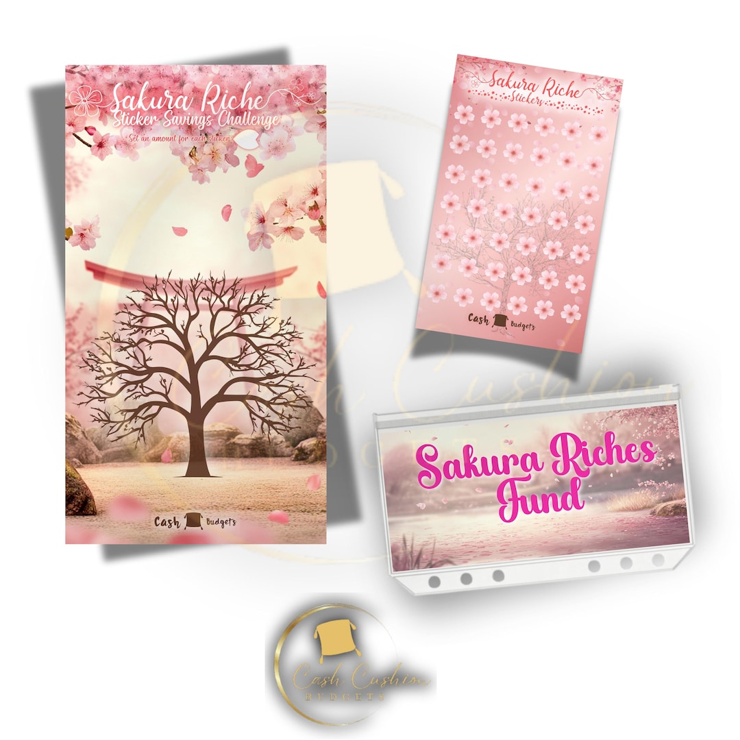 Sakura Riches Sticker Savings Challenge Optional Cash Envelope With ...