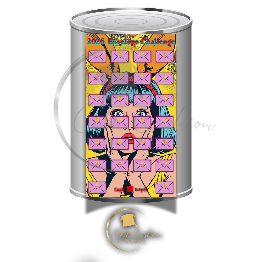 26 Envelope Savings Challenge Tin Stickers | Budgeting Jar & Cash ...