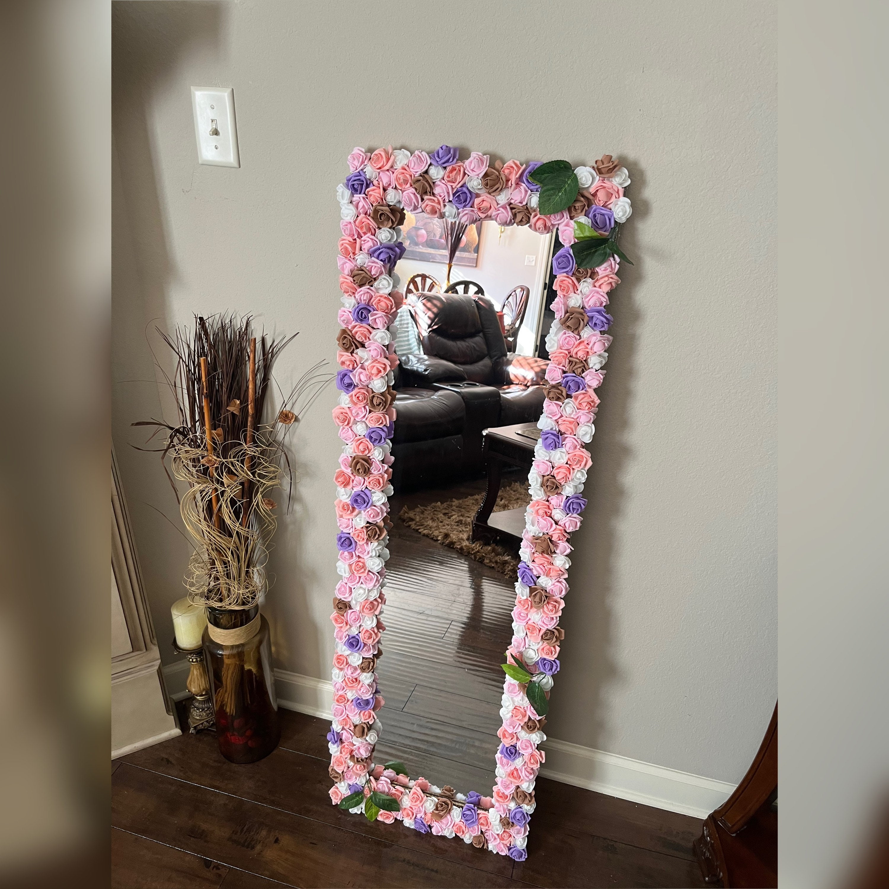 Rose Mirror Full Body Rose Mirror Flower Mirror Wall - Etsy