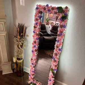 Rose Mirror Full Body Rose Mirror Flower Mirror Wall - Etsy