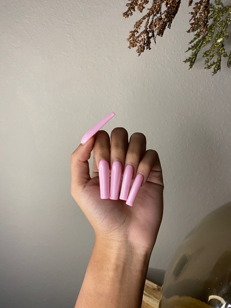 Mauvelous Pink Glitter Nails Pink Nails | Etsy