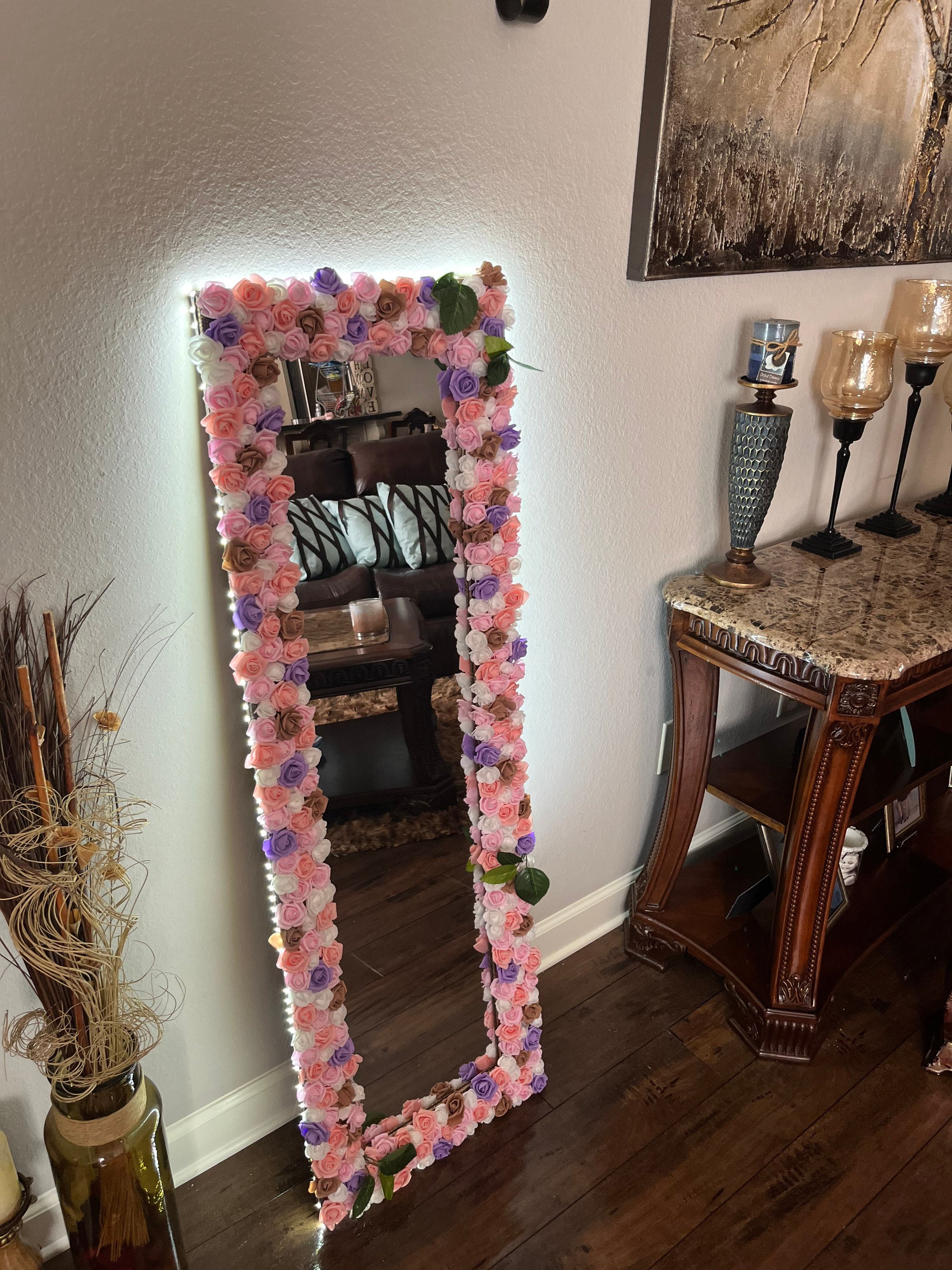 Rose Mirror Full Body Rose Mirror Flower Mirror Wall - Etsy