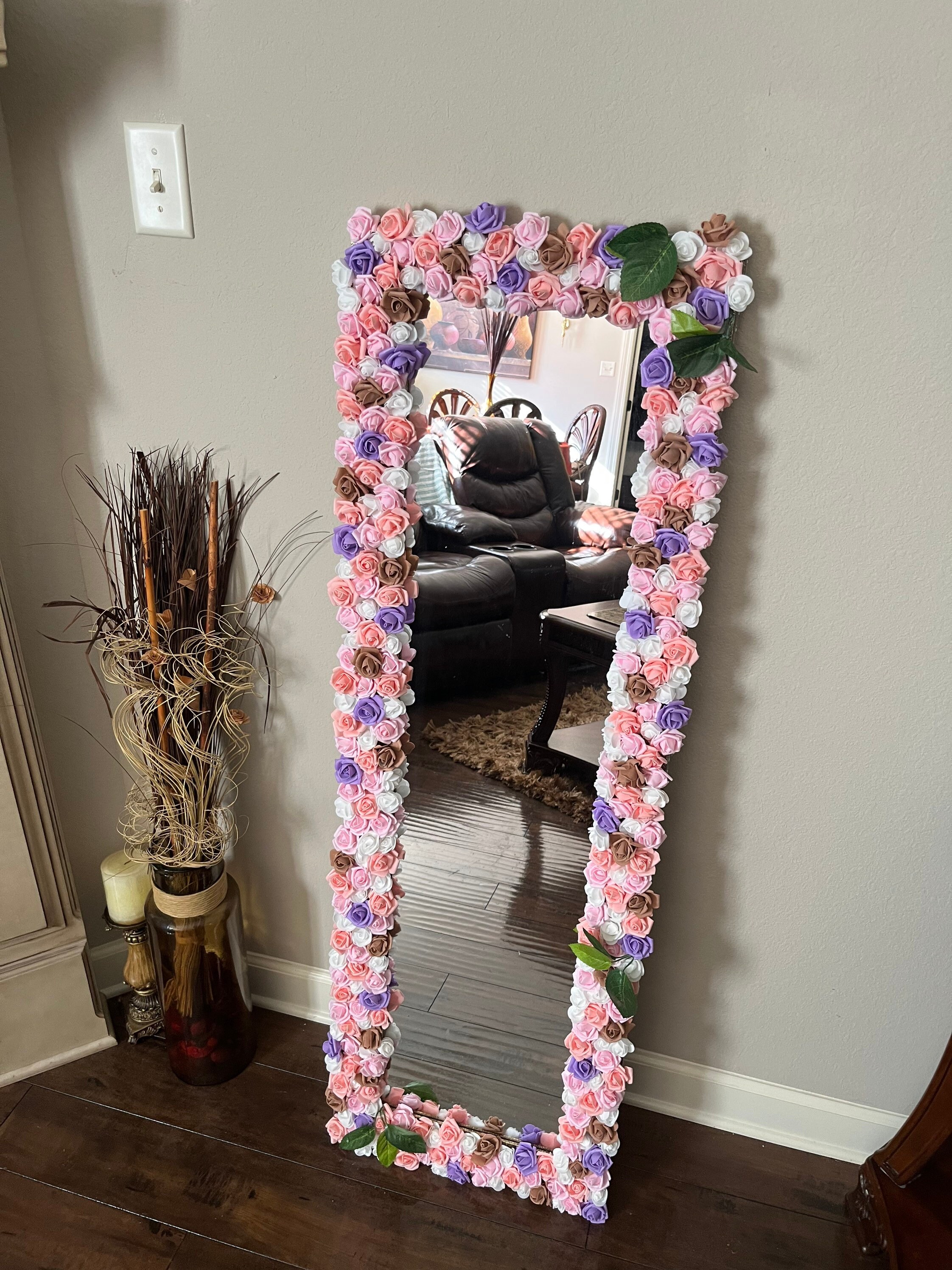 Rose Mirror Full Body Rose Mirror Flower Mirror Wall - Etsy