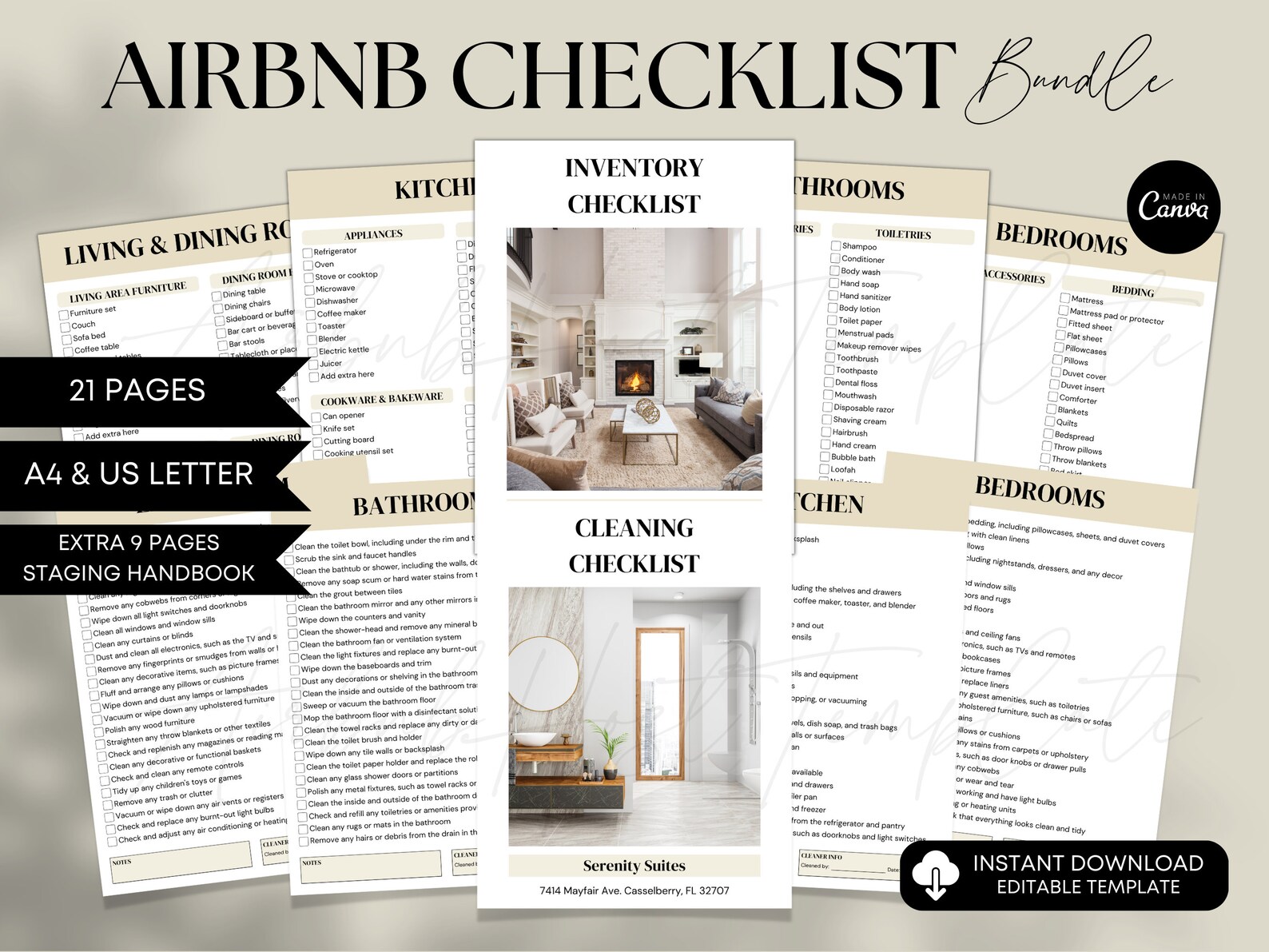 Airbnb Checklist Template Bundle Editable Airbnb Inventory - Etsy