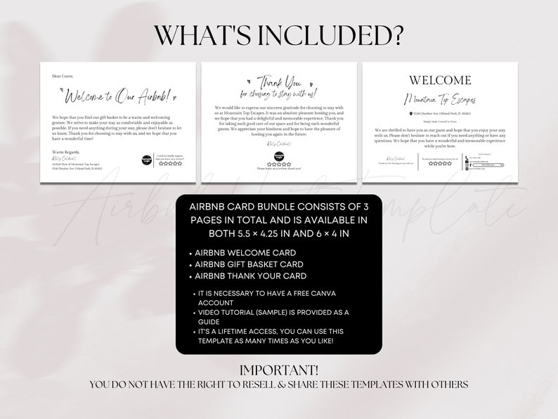 Airbnb Host Thank You Card Template Editable Canva Airbnb - Etsy