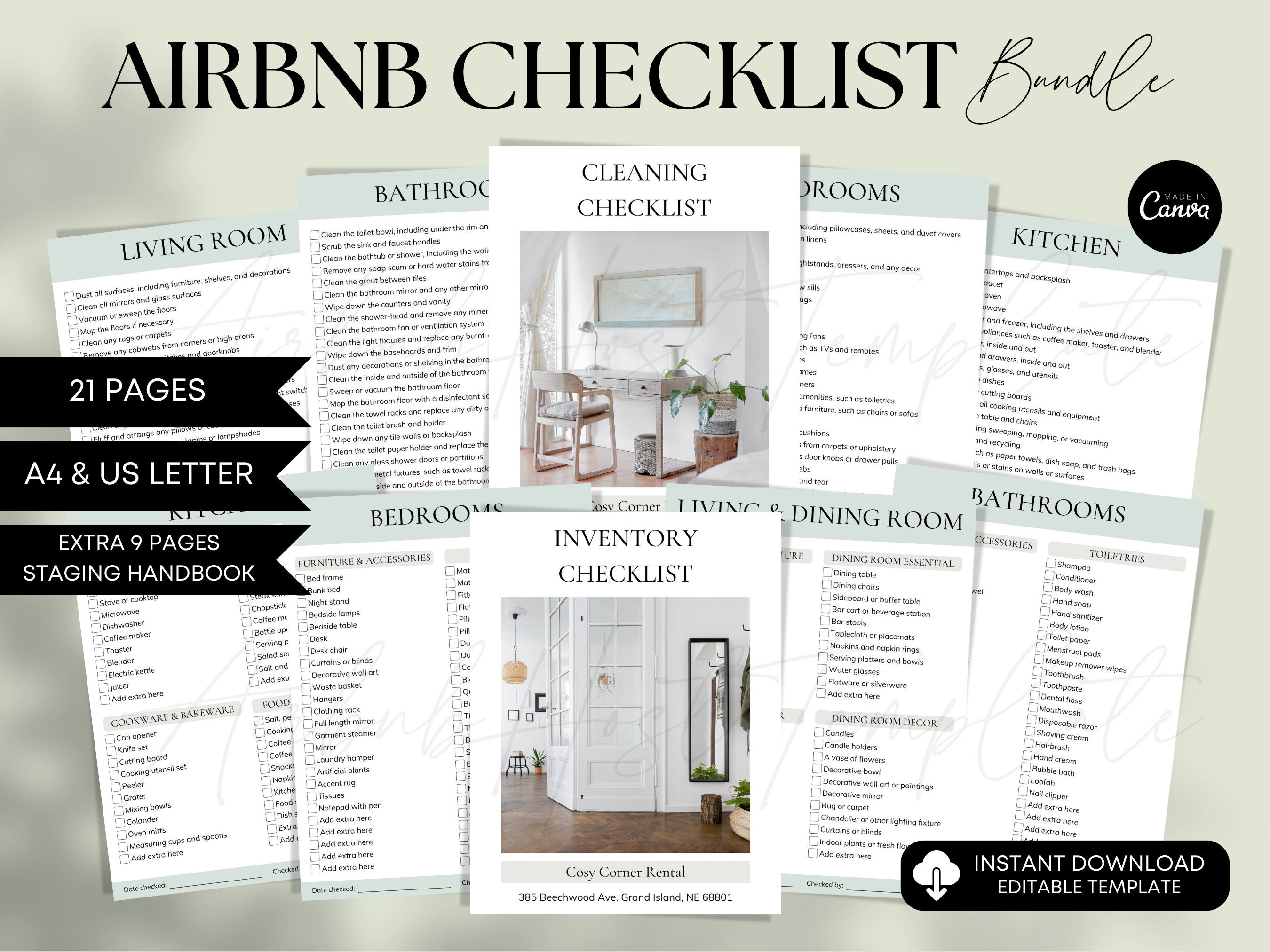 Airbnb Checklist Template Bundle, Editable Airbnb Inventory Checklist ...