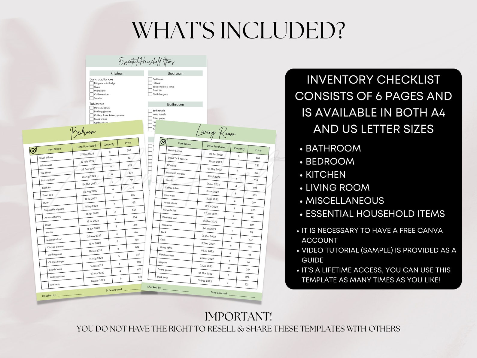 Airbnb Inventory Checklist, Airbnb Essentials, Housekeeping Checklist ...