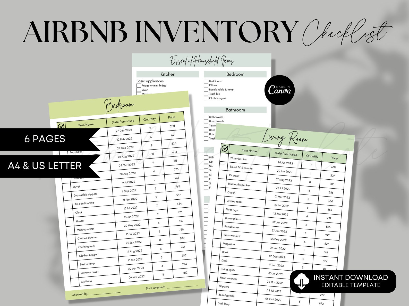 Airbnb Inventory Checklist, Airbnb Essentials, Housekeeping Checklist ...