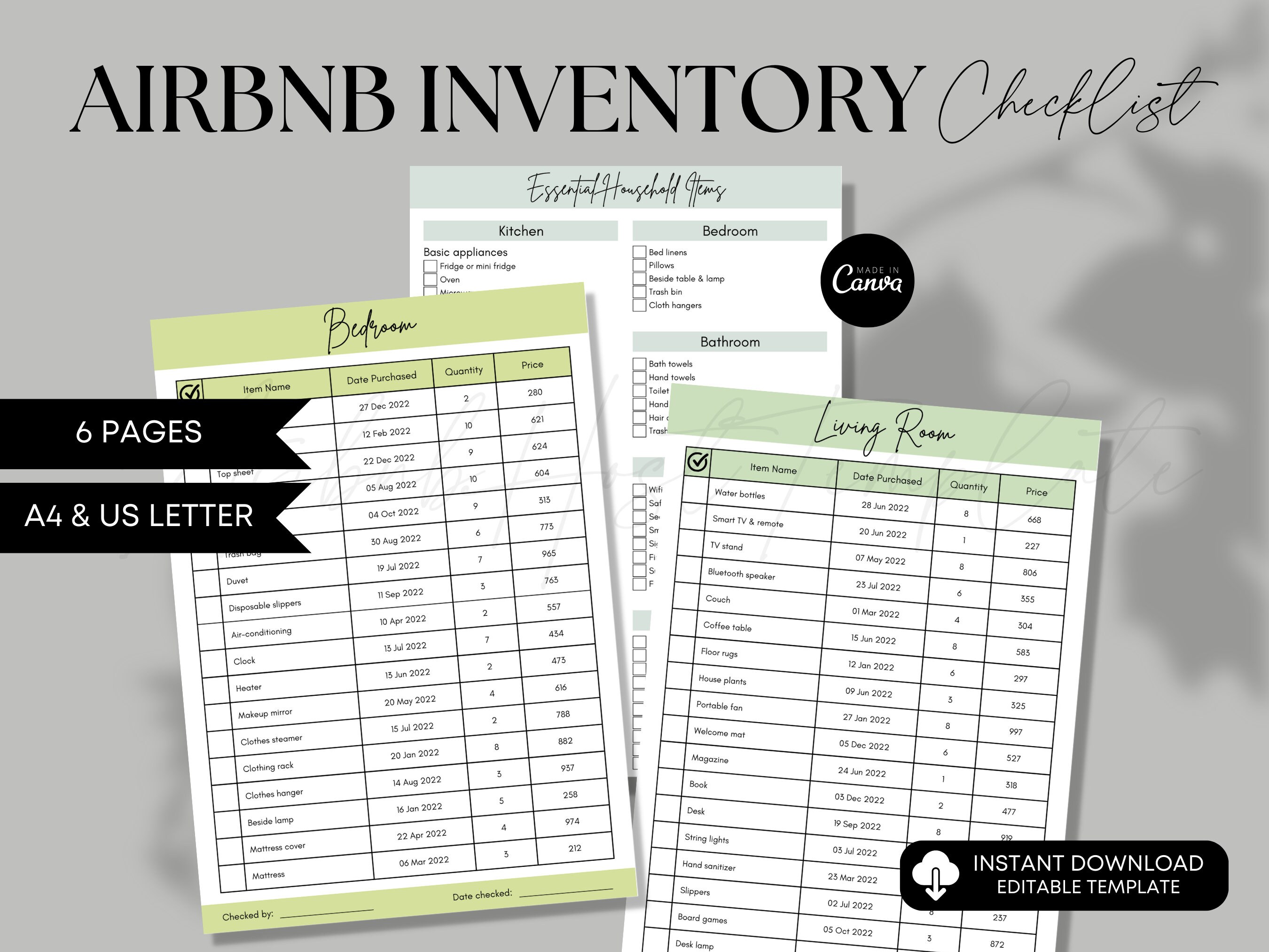 Airbnb Inventory Checklist, Airbnb Essentials, Housekeeping Checklist ...