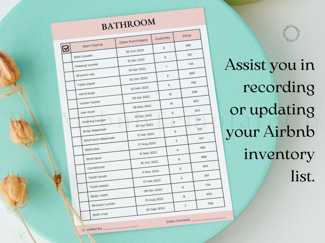 Airbnb Inventory Checklist Airbnb Essentials Housekeeping - Etsy