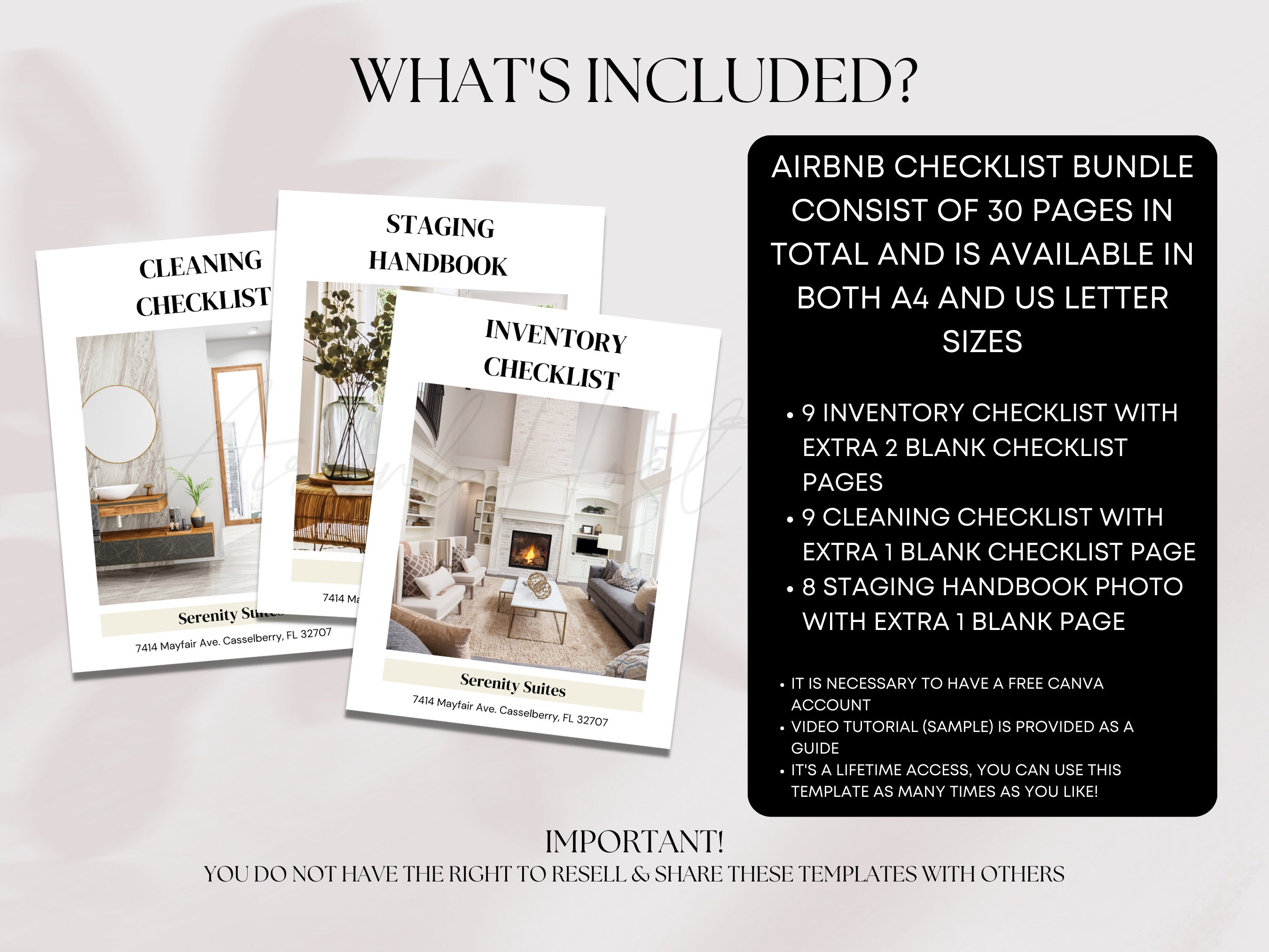 Airbnb Checklist Template Bundle Editable Airbnb Inventory - Etsy