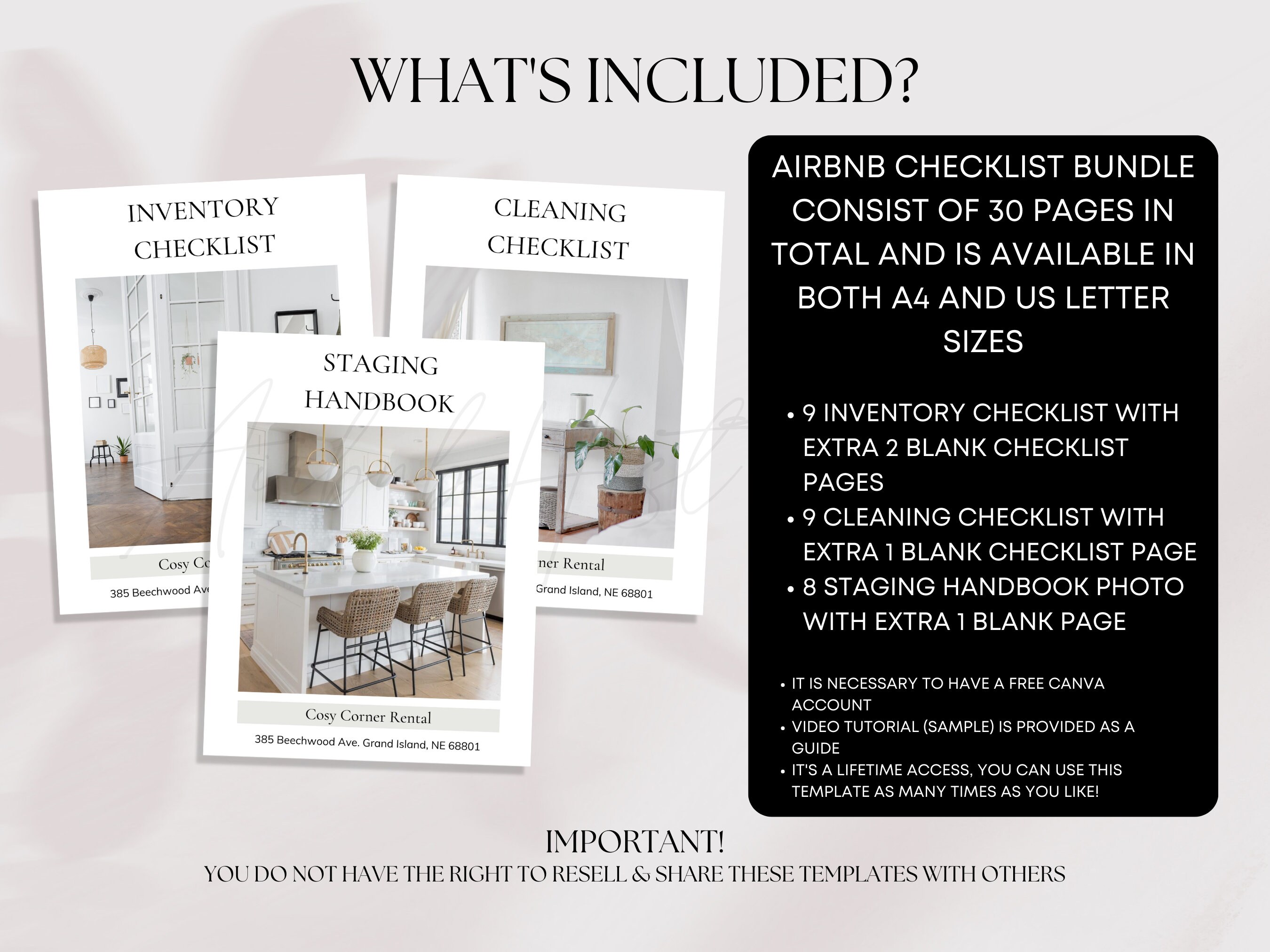 Airbnb Checklist Template Bundle, Editable Airbnb Inventory Checklist ...