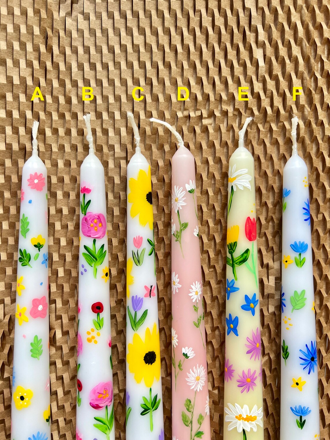 Hand Painted Spring Floral Tapers Candles Hand Painted - Etsy