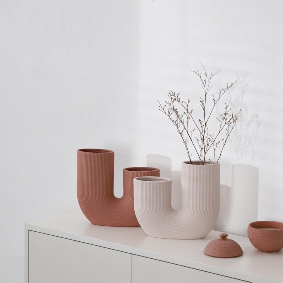 Keramik Vase U Form Moderner Stil Blumentopf Wohndekor - Etsy.de