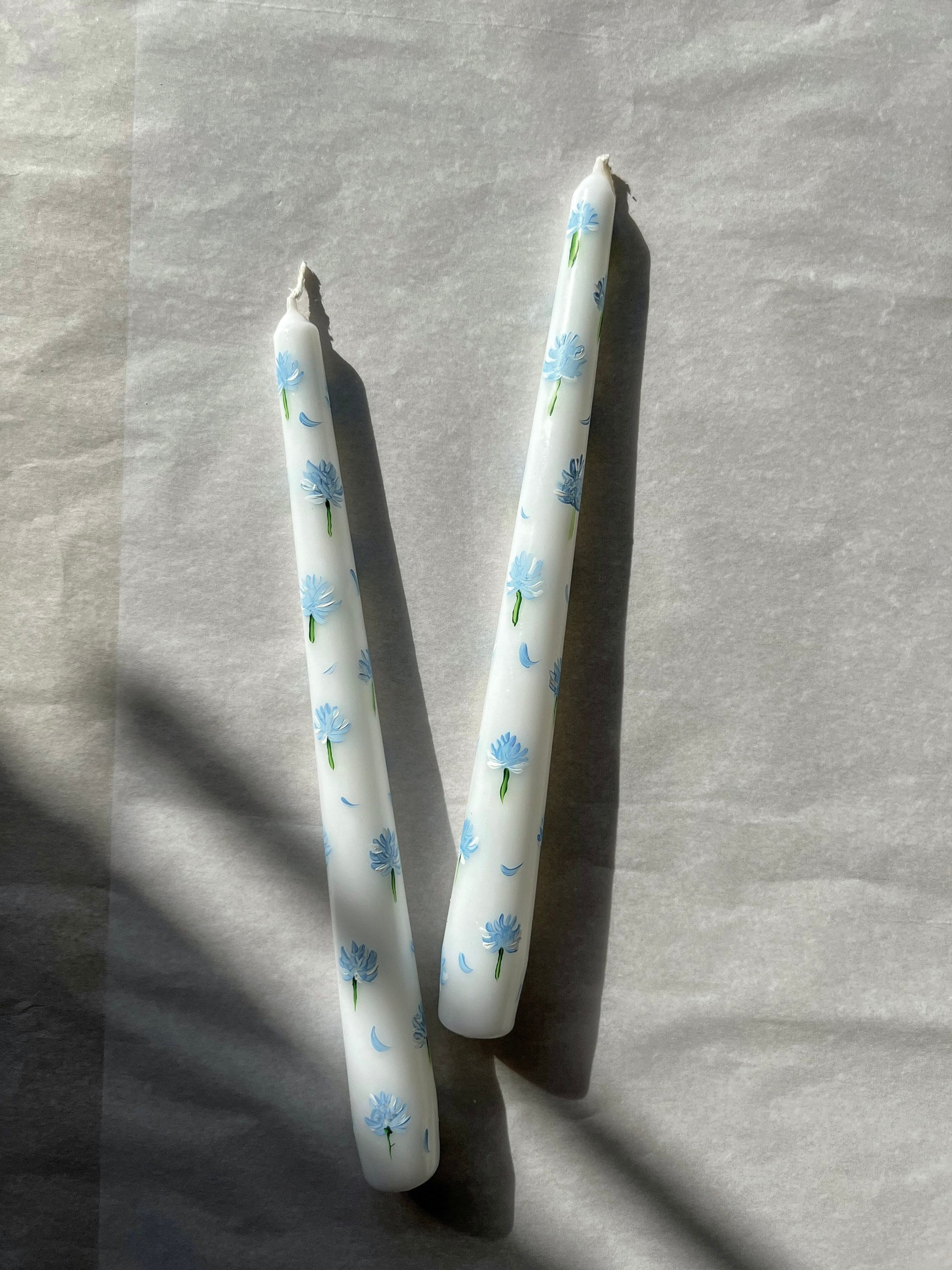 Blue Clover Hand Painted Tapered Candles, Spring Decor, Dinner Candles ...