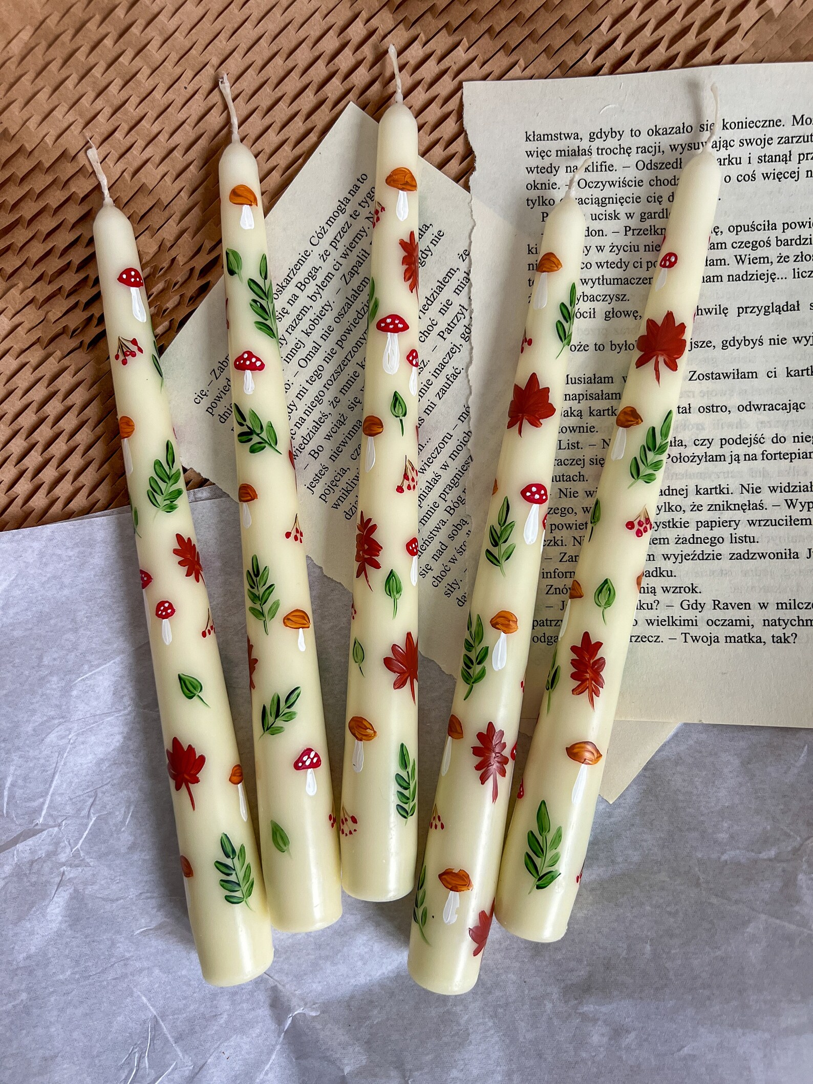 Autumn Hand Painted Tapered Candles, Dinner Candles, Fall Candle, Table ...