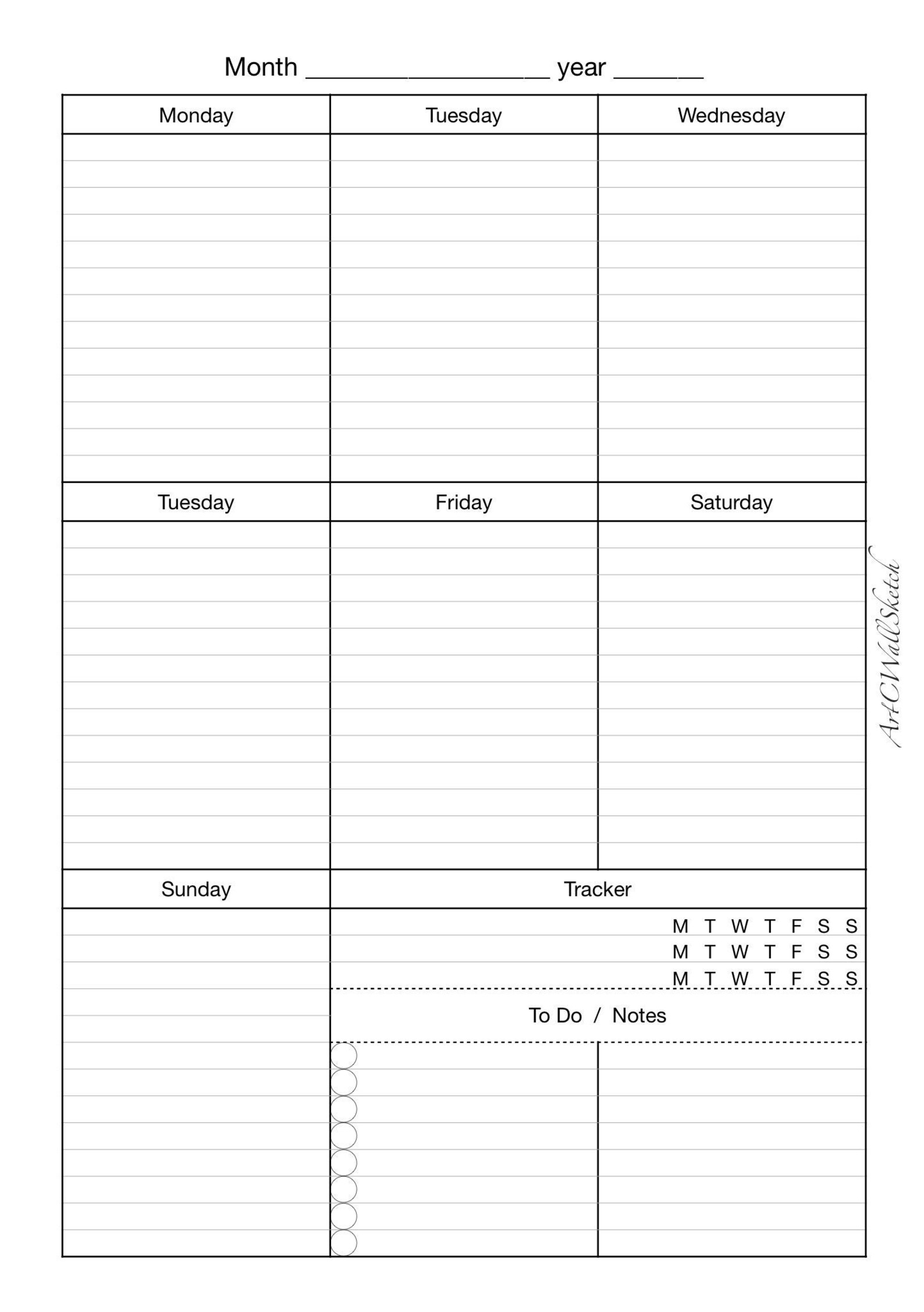 Planner, Weekly Undated Planner, Printable Pages, Digitally, Personal ...