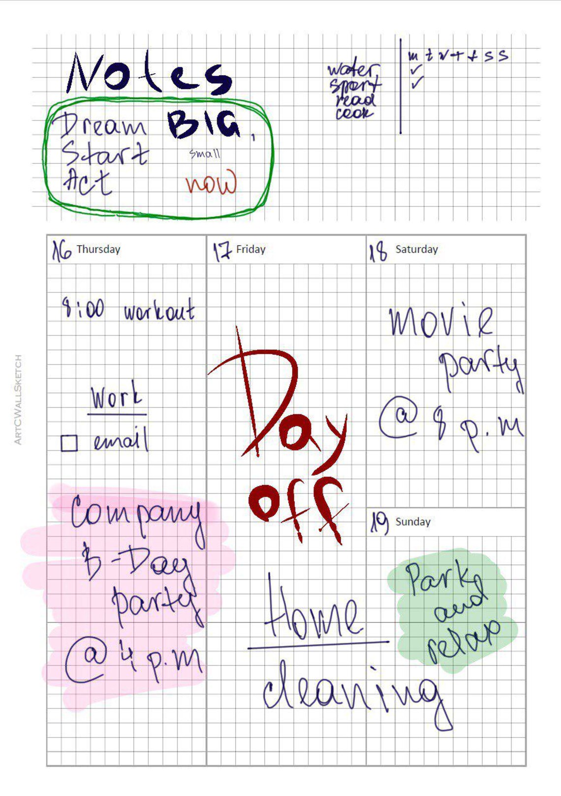 Printable Undated Weekly Planner, A5 Size (148x210mm; 8.3x5.8 Inch), 1 ...