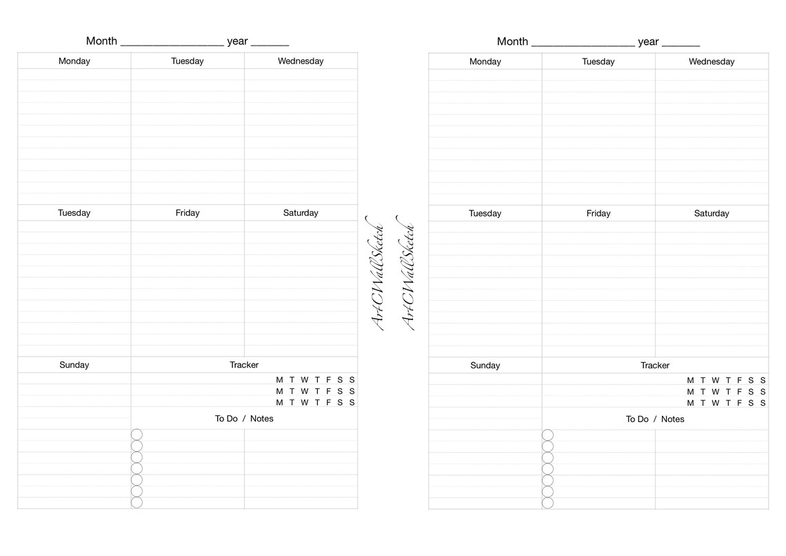 Weekly Undated Planner Tracker Printable Pages Digitally | Etsy