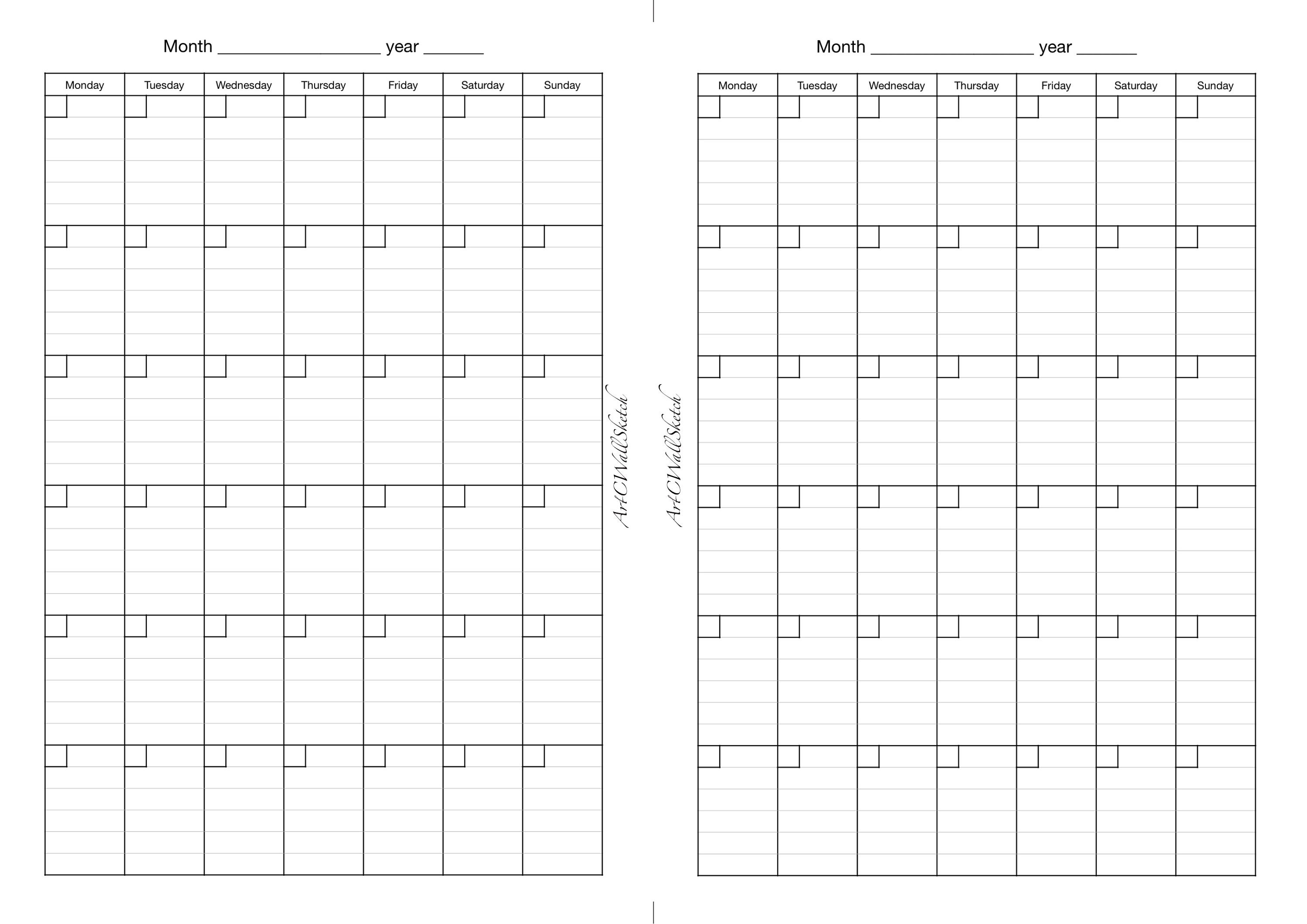 Planner, Monthly Undated Planner, Printable, Digitally, Personal Use ...