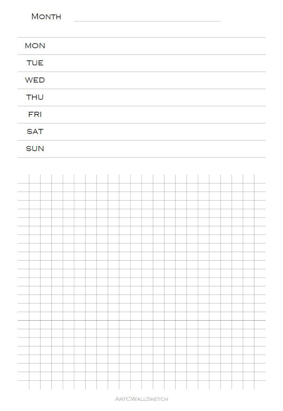Printable Undated Weekly Planner, A5 Size (148x210mm; 8.3x5.8 Inch), 1 ...
