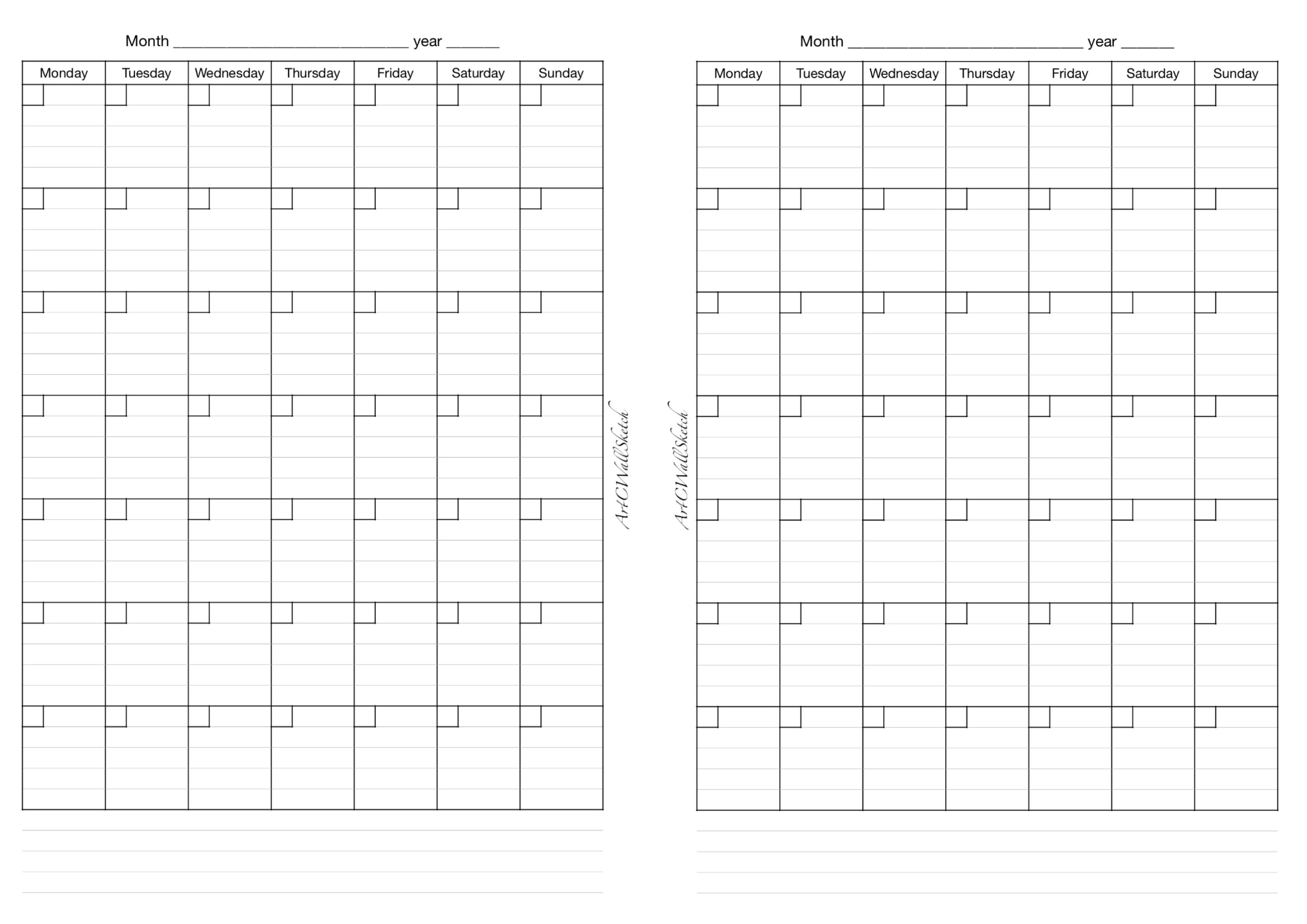 Planner, Monthly Undated Planner, Printable, Digitally, Personal Use ...