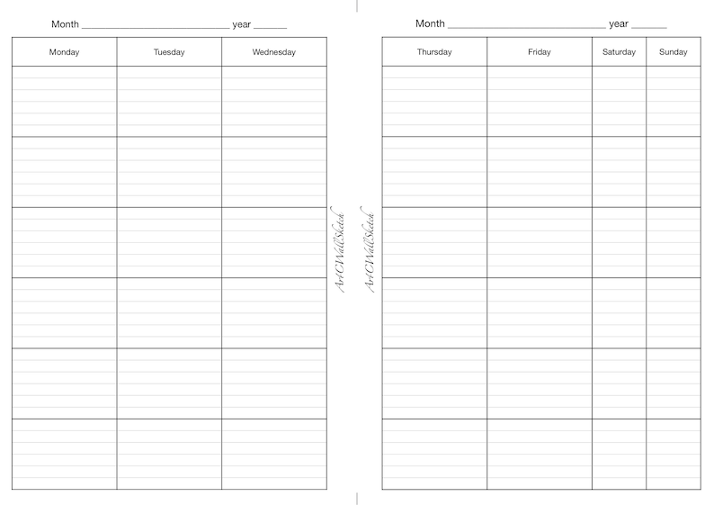 Planner, Monthly Undated Planner, Printable, Digitally, Personal Use ...