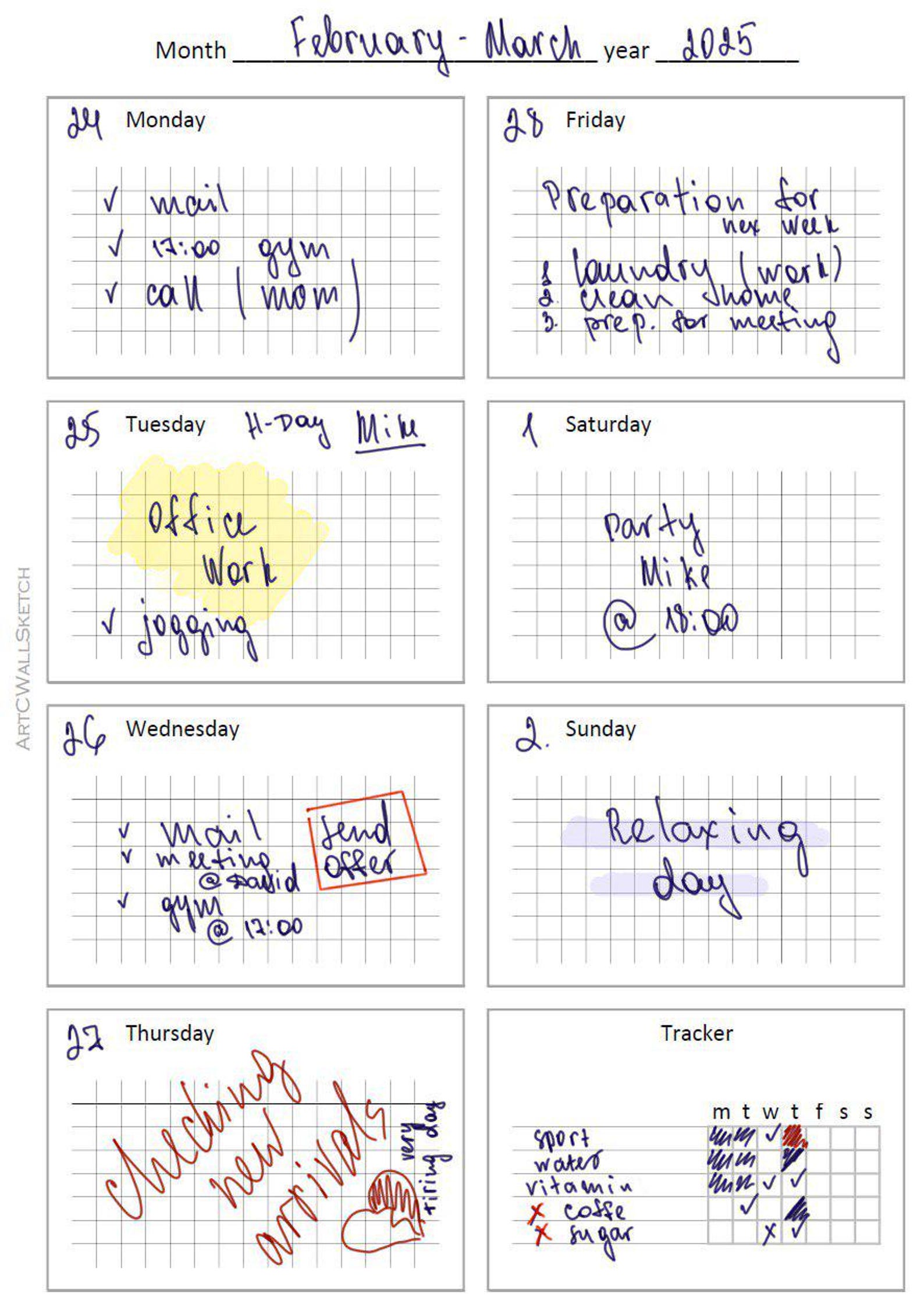 Printable Undated Weekly Planner, A5 Size (148x210mm; 8.3x5.8 Inch), 1 ...