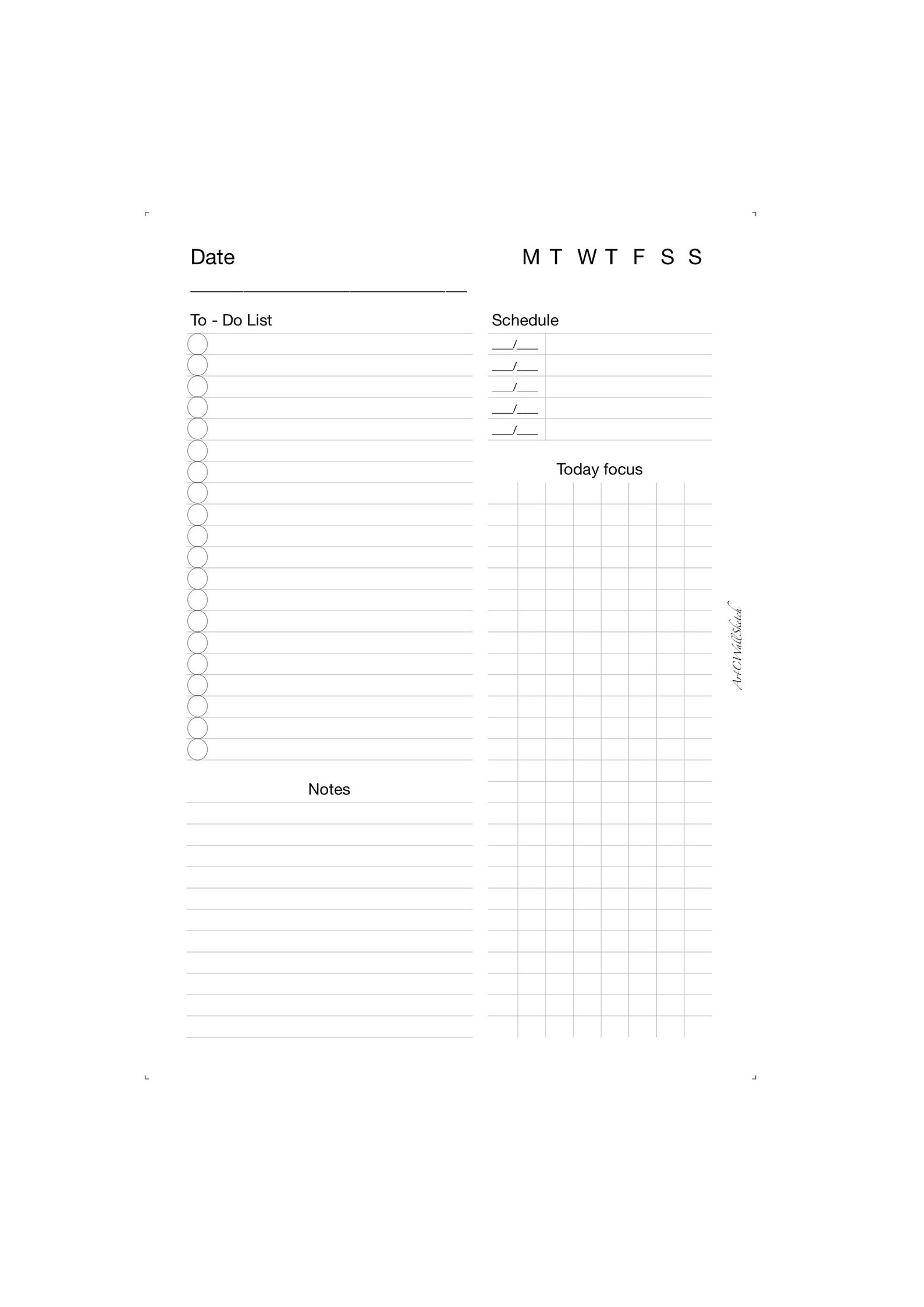 Planner, Daily Undated Planner, Printable Pages, Digitally, Personal ...