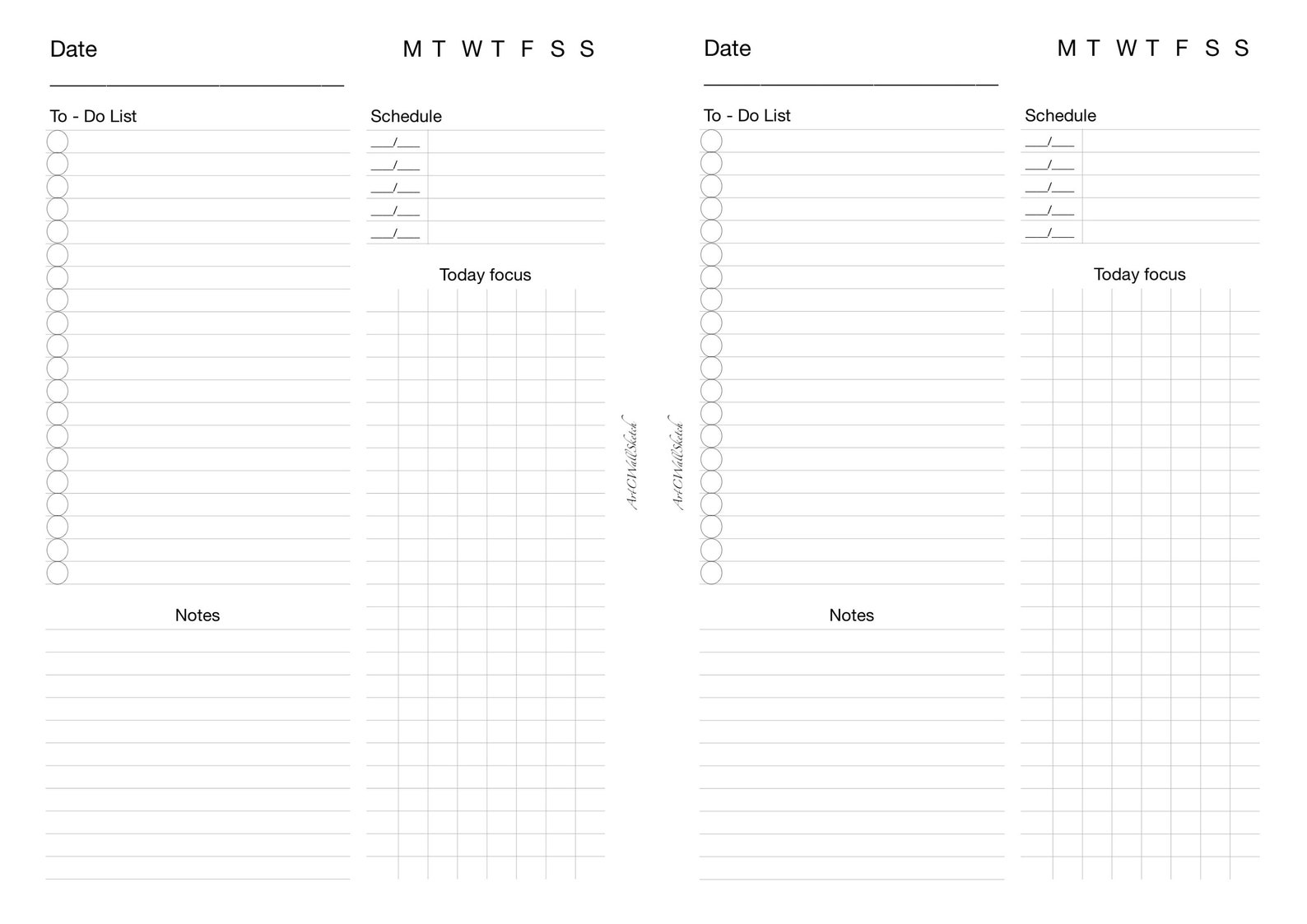 Planner, Daily Undated Planner, Printable Pages, Digitally, Personal ...