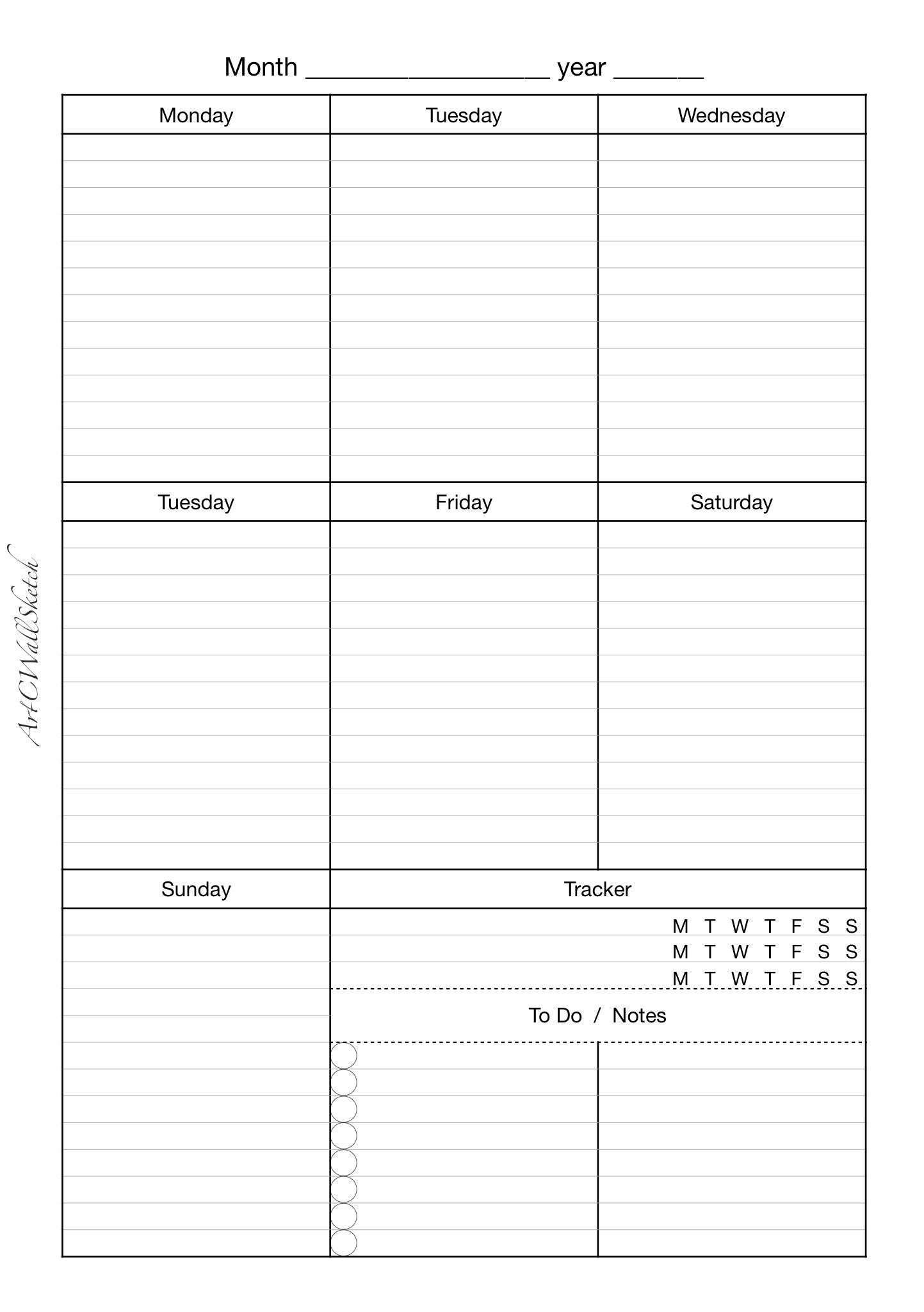 Weekly Undated Planner, Tracker, Printable Pages, Digitally, Personal ...