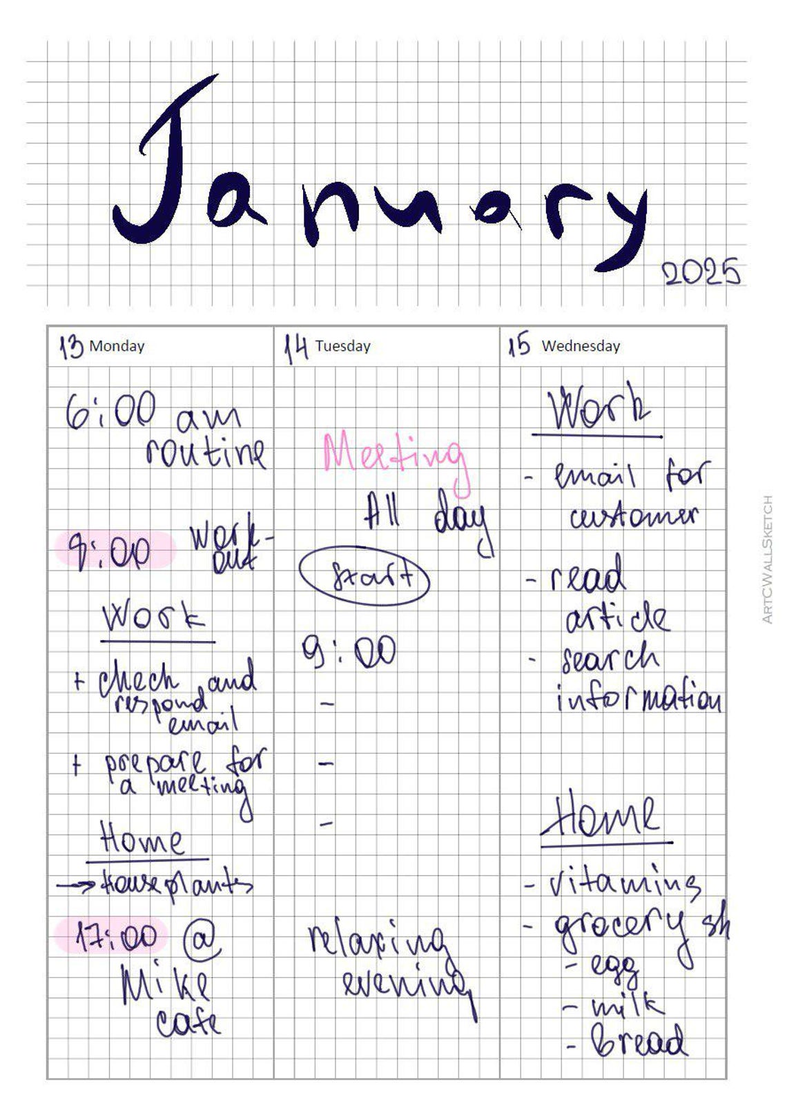 Printable Undated Weekly Planner, A5 Size (148x210mm; 8.3x5.8 Inch), 1 ...
