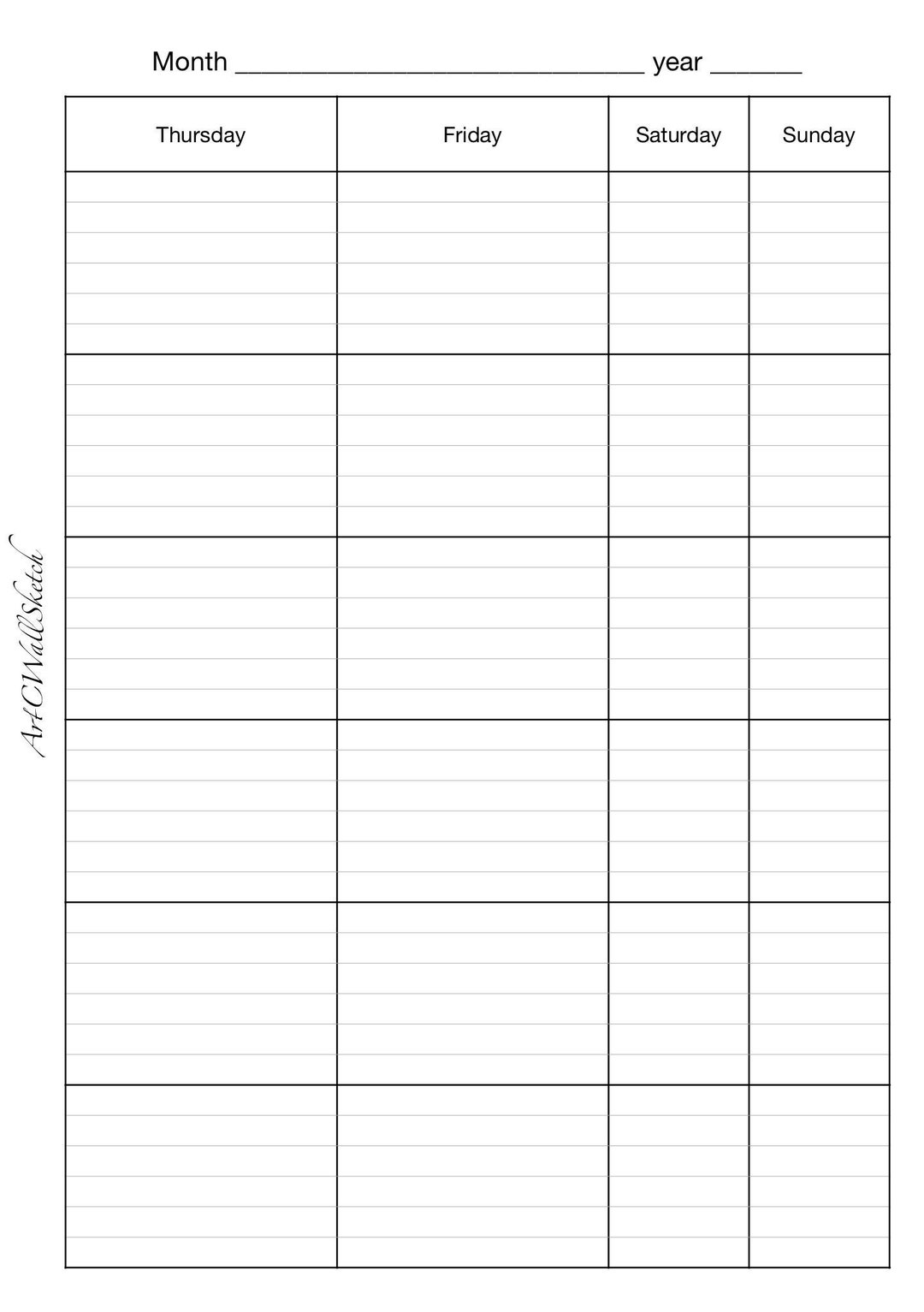 Planner, Monthly Undated Planner, Printable, Digitally, Personal Use ...