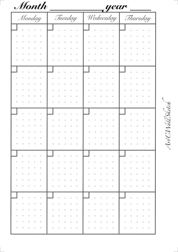 Monthly Undated Planner Printable Pages Digitally Personal | Etsy