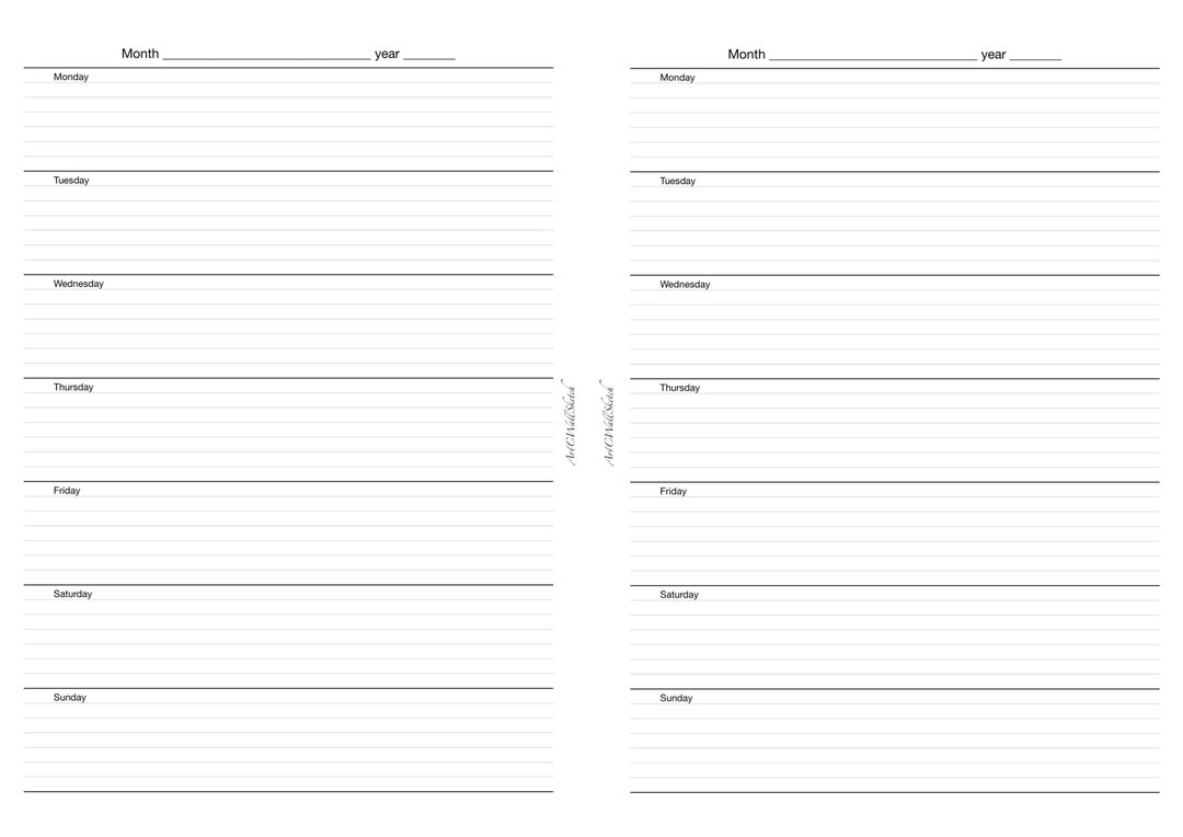 Planner, Weekly Undated Planner, Printable Pages, Digitally, Personal ...