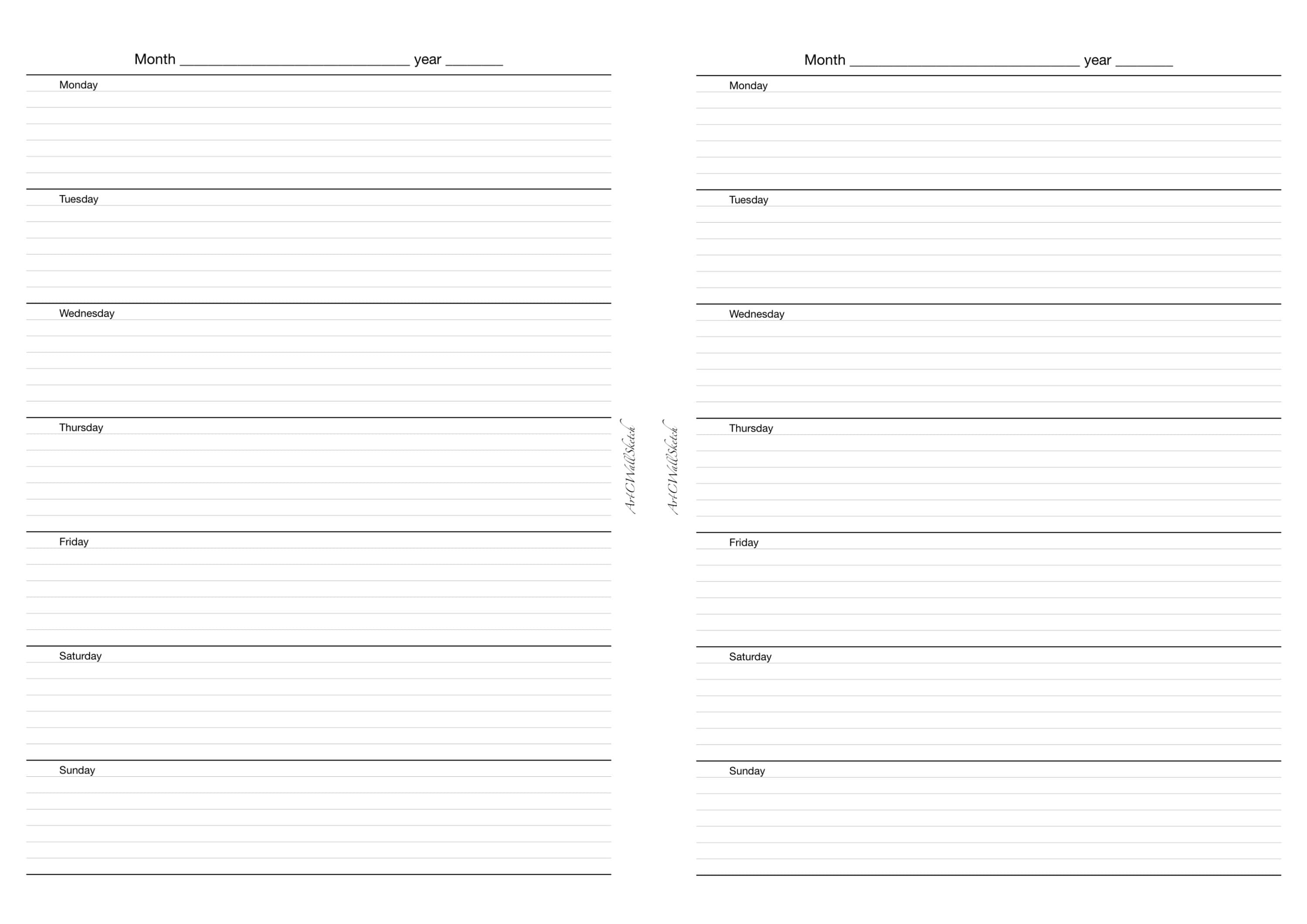 Planner, Weekly Undated Planner, Printable Pages, Digitally, Personal ...