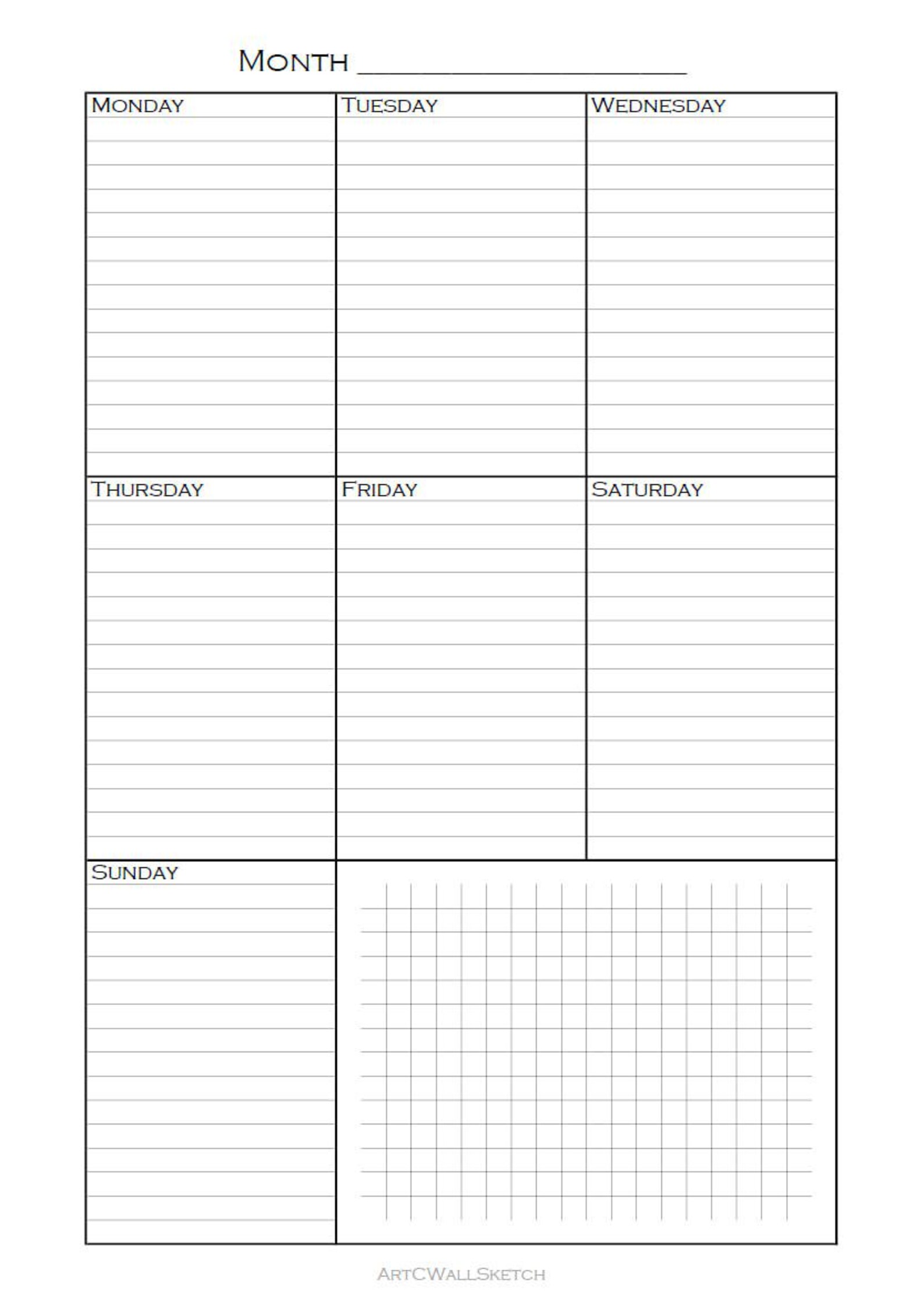 Printable Undated Weekly Planner, A5 Size (148x210mm; 8.3x5.8 Inch), 1 ...