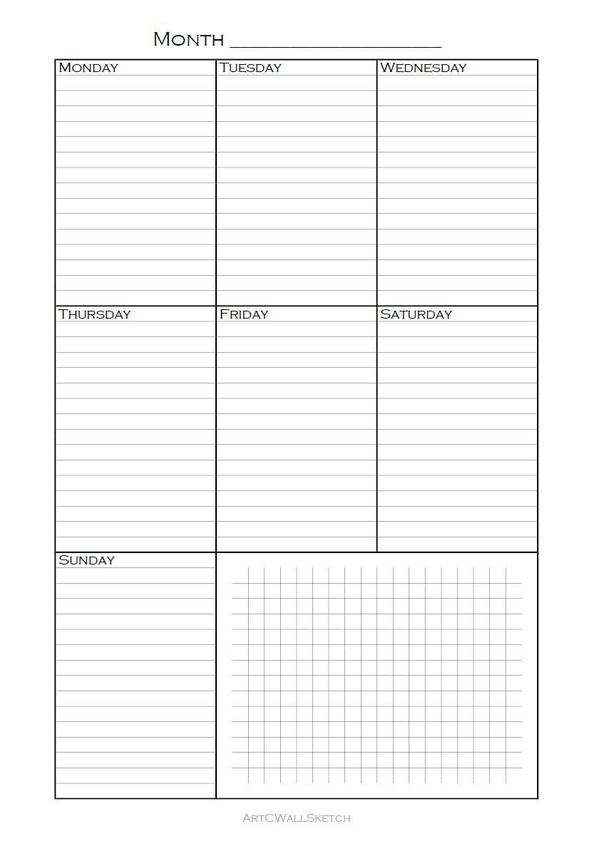 Printable Undated Weekly Planner, A5 Size (148x210mm; 8.3x5.8 Inch), 1 ...