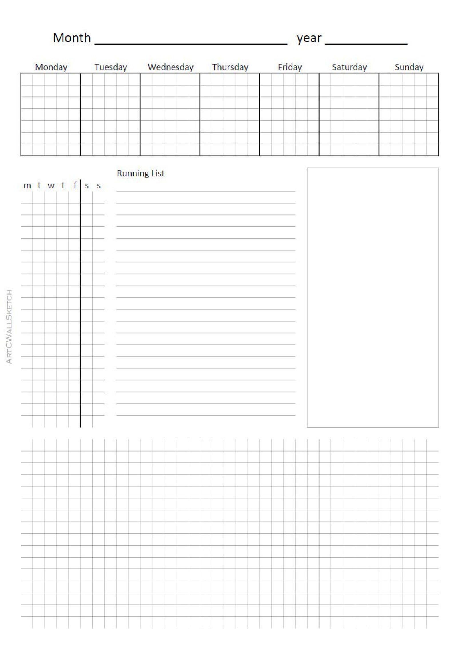 Printable Undated Weekly Planner, A5 Size (148x210mm; 8.3x5.8 Inch), 1 ...