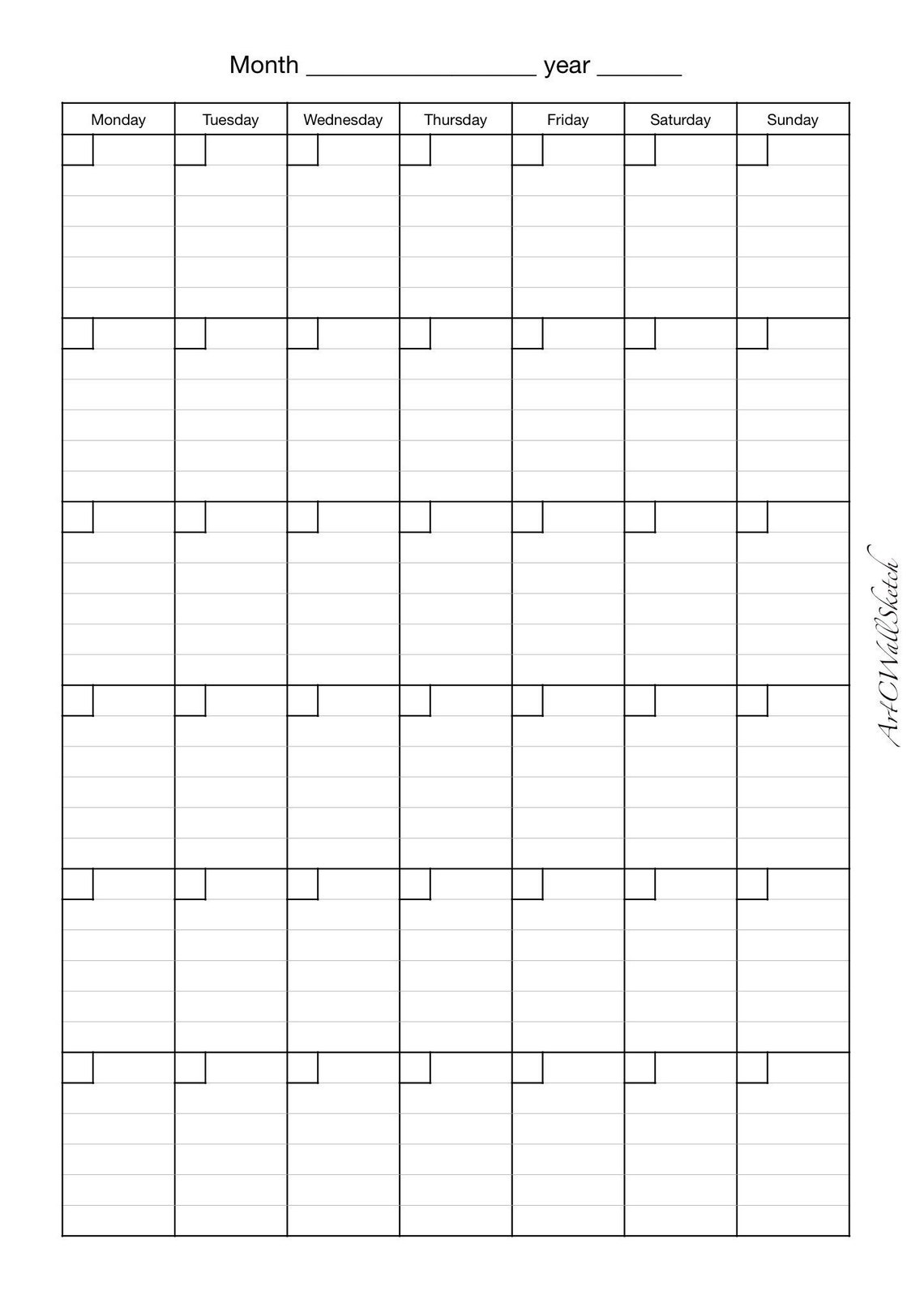 Planner, Monthly Undated Planner, Printable, Digitally, Personal Use ...