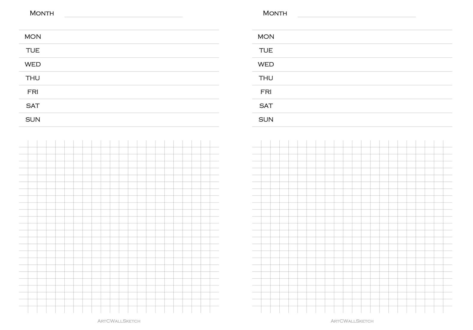 Printable Undated Weekly Planner, A5 Size (148x210mm; 8.3x5.8 Inch), 1 ...