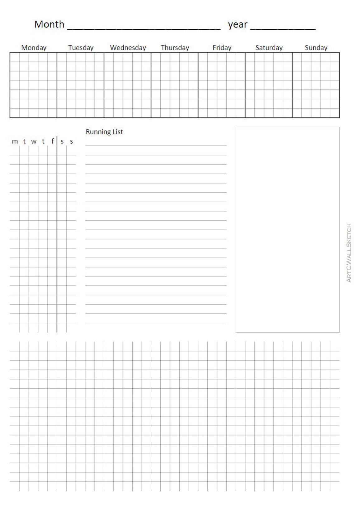 Printable Undated Weekly Planner, A5 Size (148x210mm; 8.3x5.8 Inch), 1 ...