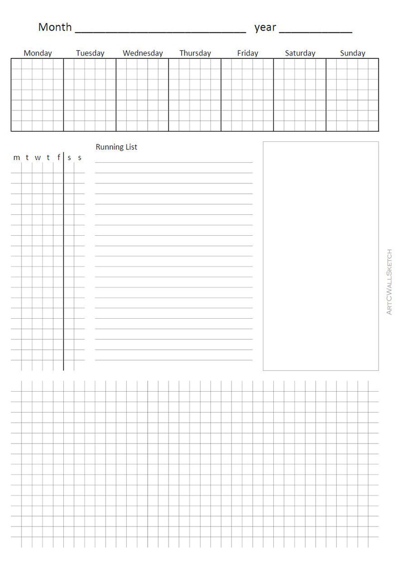 Printable Undated Weekly Planner, A5 Size (148x210mm; 8.3x5.8 Inch), 1 ...
