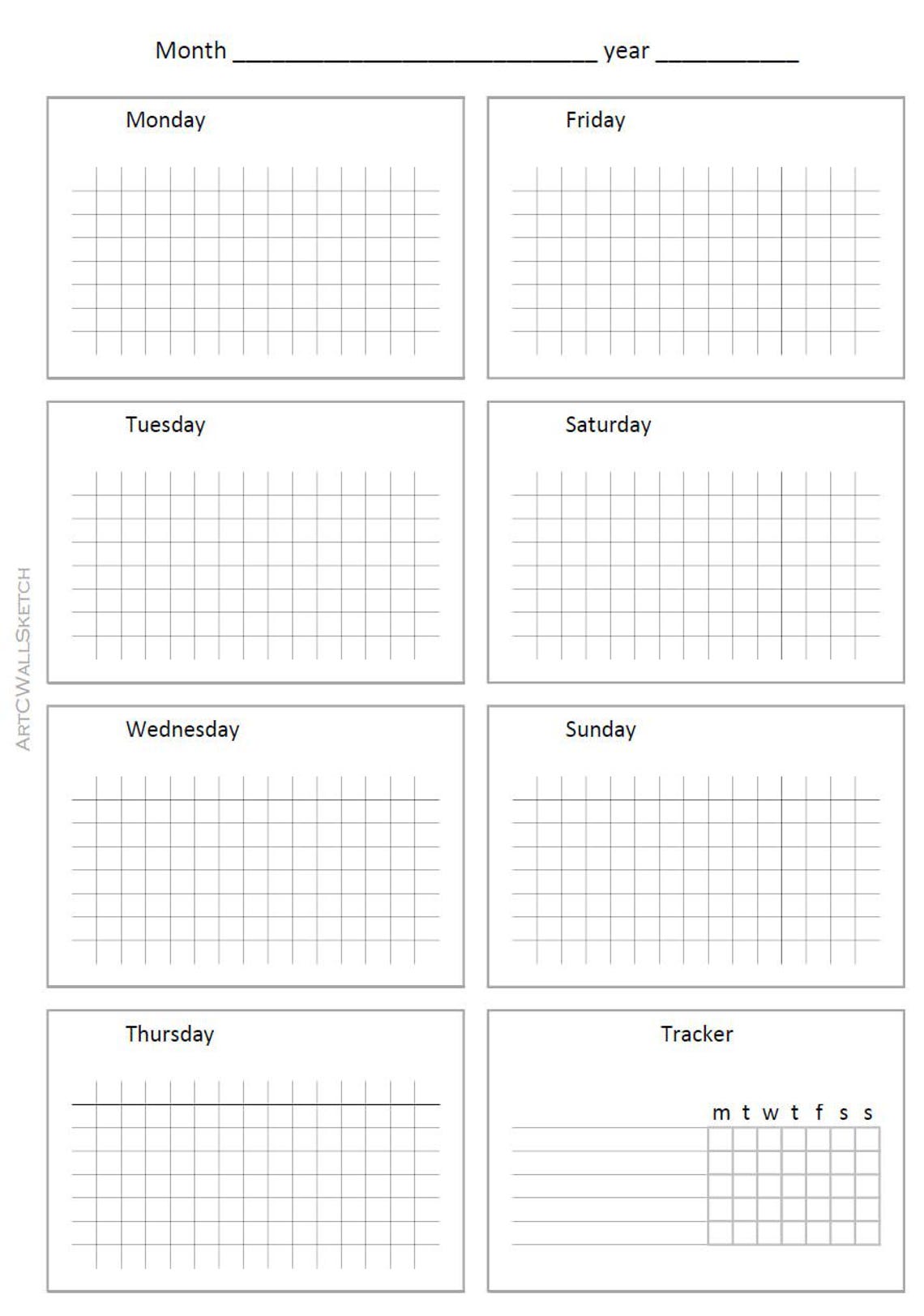 Printable Undated Weekly Planner, A5 Size (148x210mm; 8.3x5.8 Inch), 1 ...