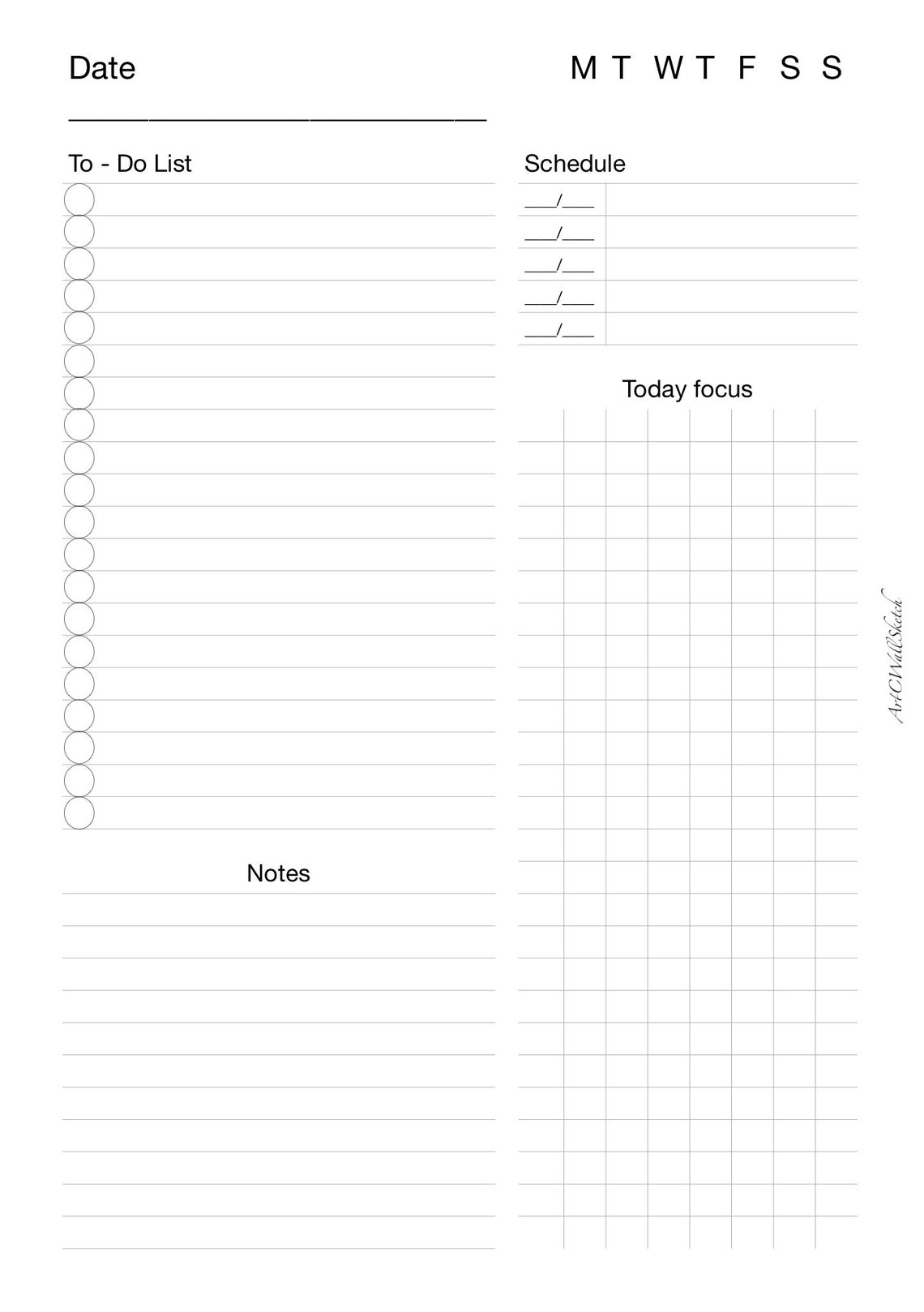 Planner, Daily Undated Planner, Printable Pages, Digitally, Personal ...