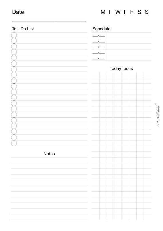 Planner Daily Undated Planner Printable Pages Digitally - Etsy