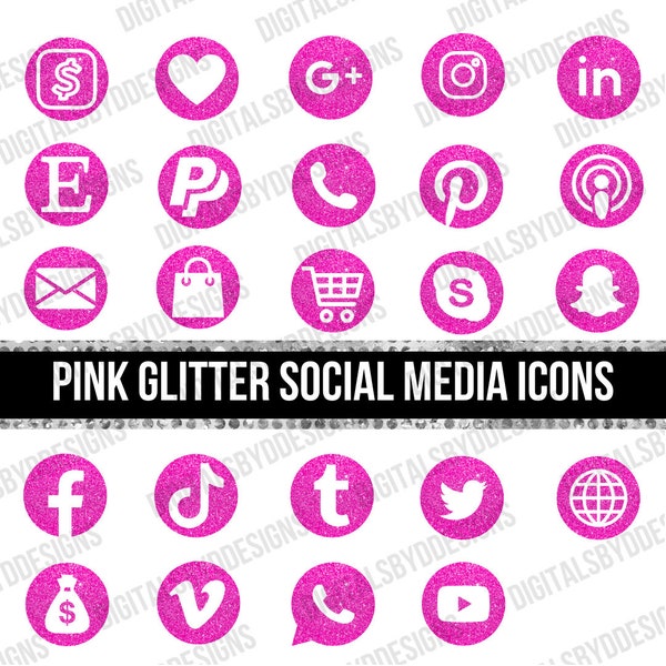 Pink Glitter Social Media Icon - Etsy