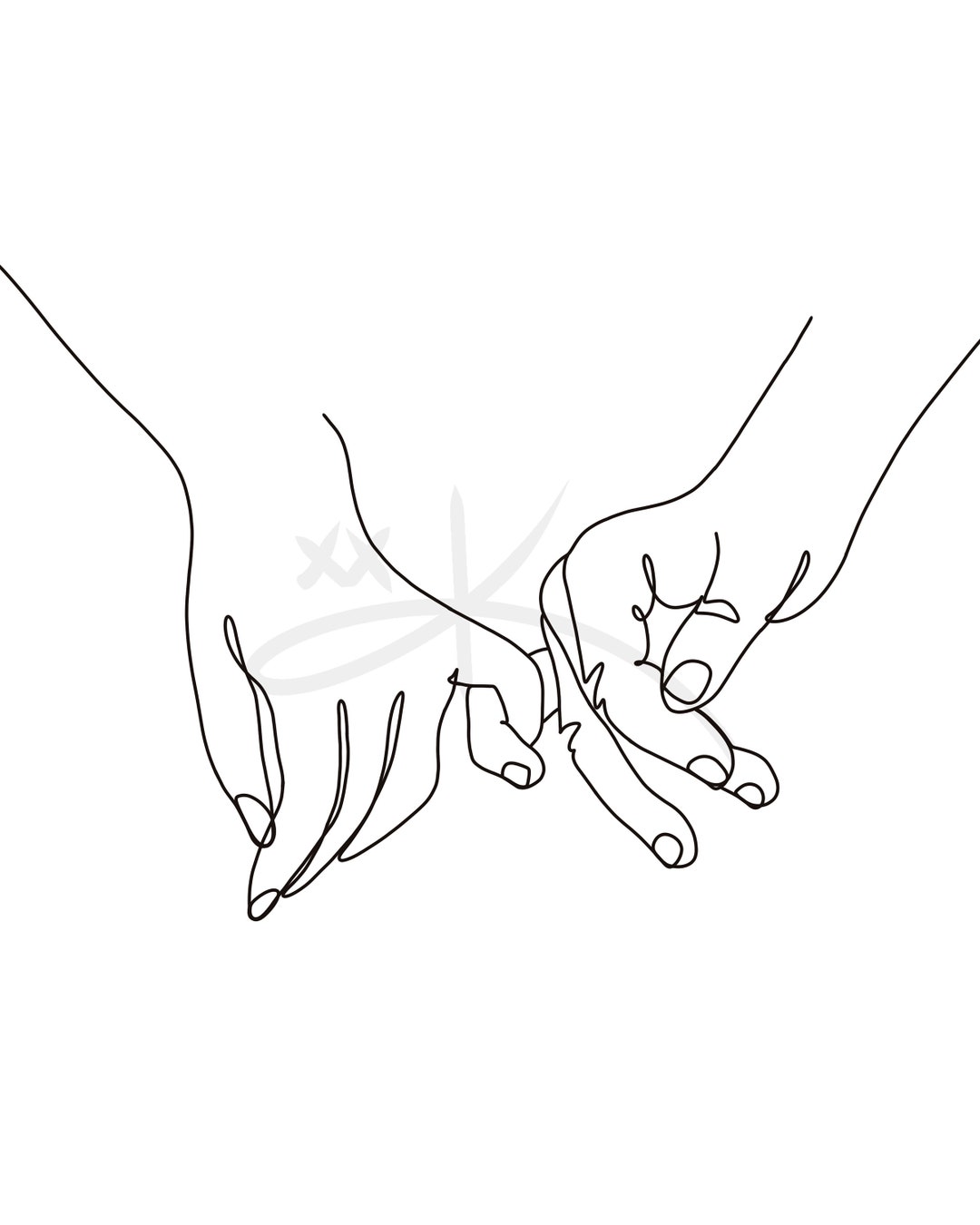 Pinky Promise Line Art, Couple Line Drawing, Love Wall Hanging ...